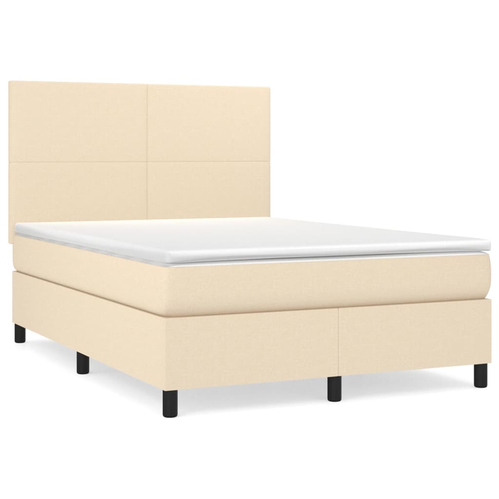 Cama box spring con colchón tela color crema 140x200 cm | Leroy Merlin