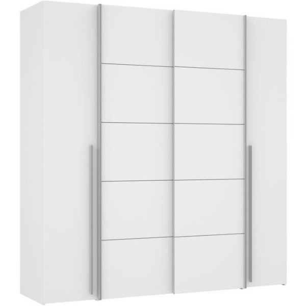 Armoire NARAGO - Décor Blanc mat - 2 portes coulissantes + 2 portes ...