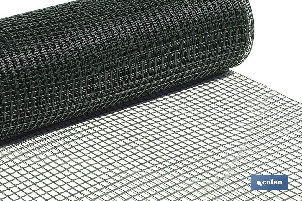 Malla de PVC | Hueco cuadrado de 20 mm | Color verde | Medida 1 x 25 m ...