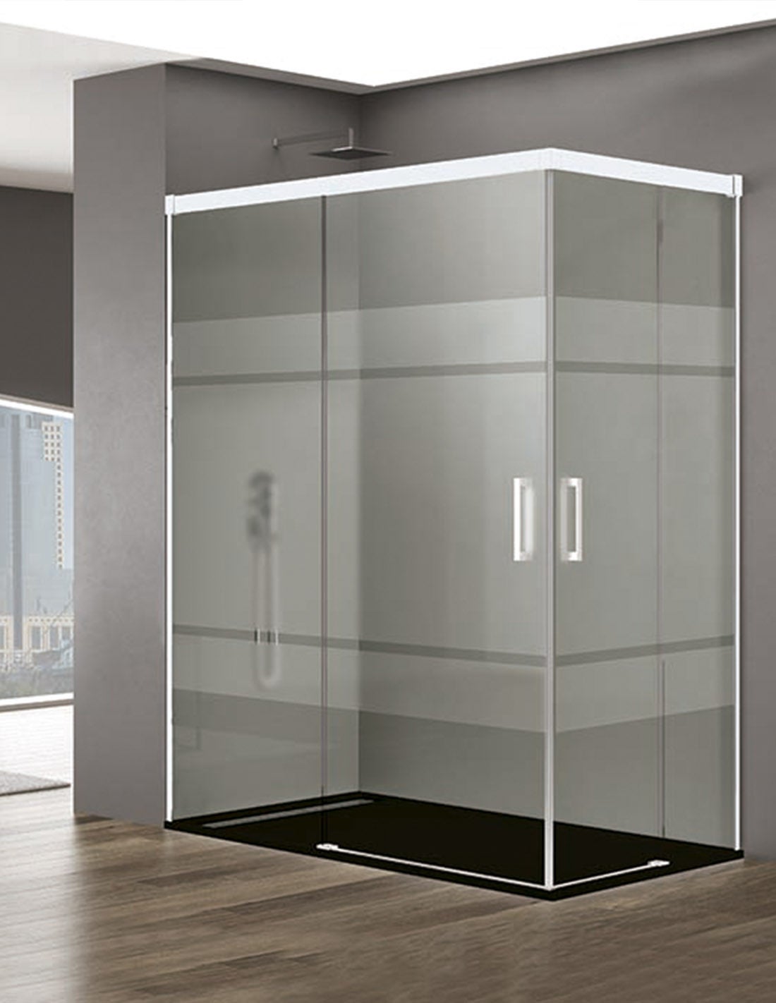 Cabine Paroi de douche d'angle 2+2 ALLSTONE BASIC, Sans profil ...