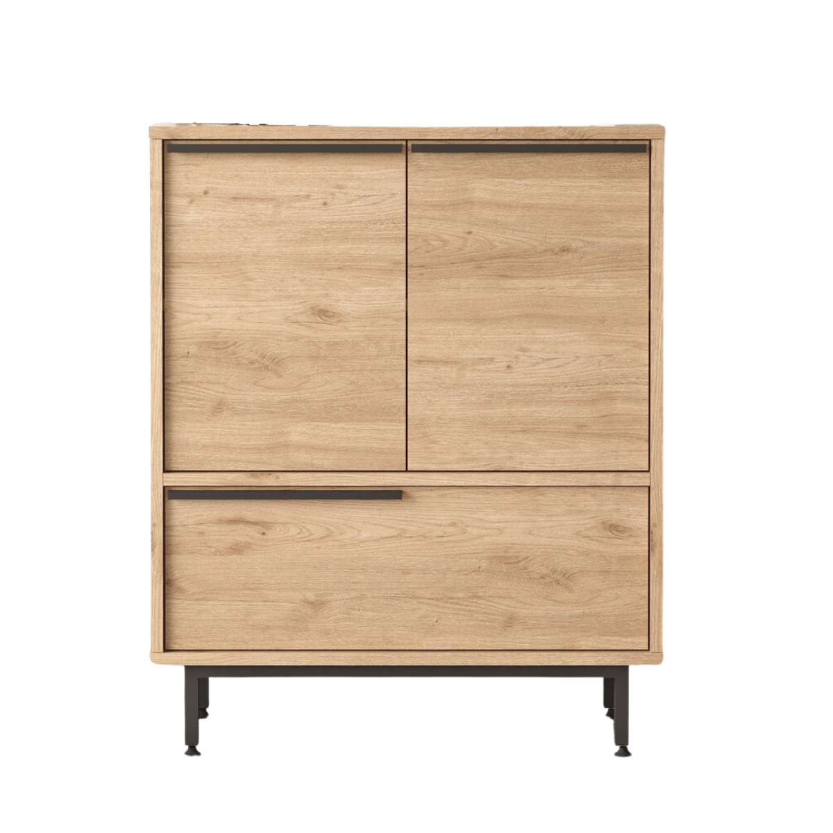 Buffet de rangement 2 portes et 1 abattant décor noyer - H90 cm | Leroy ...