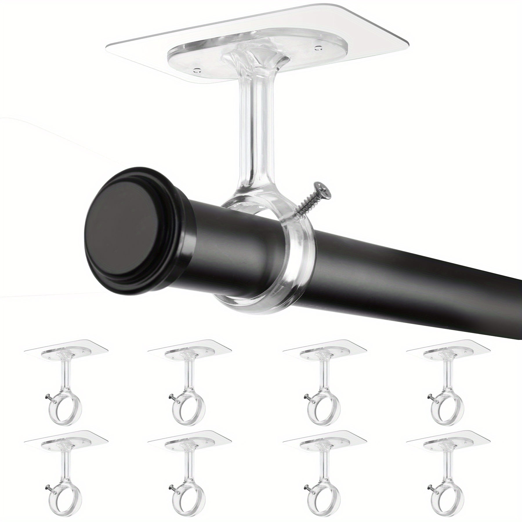 Lot de 8 crochets de tringle à rideau auto-adhésifs robustes, crochets ...