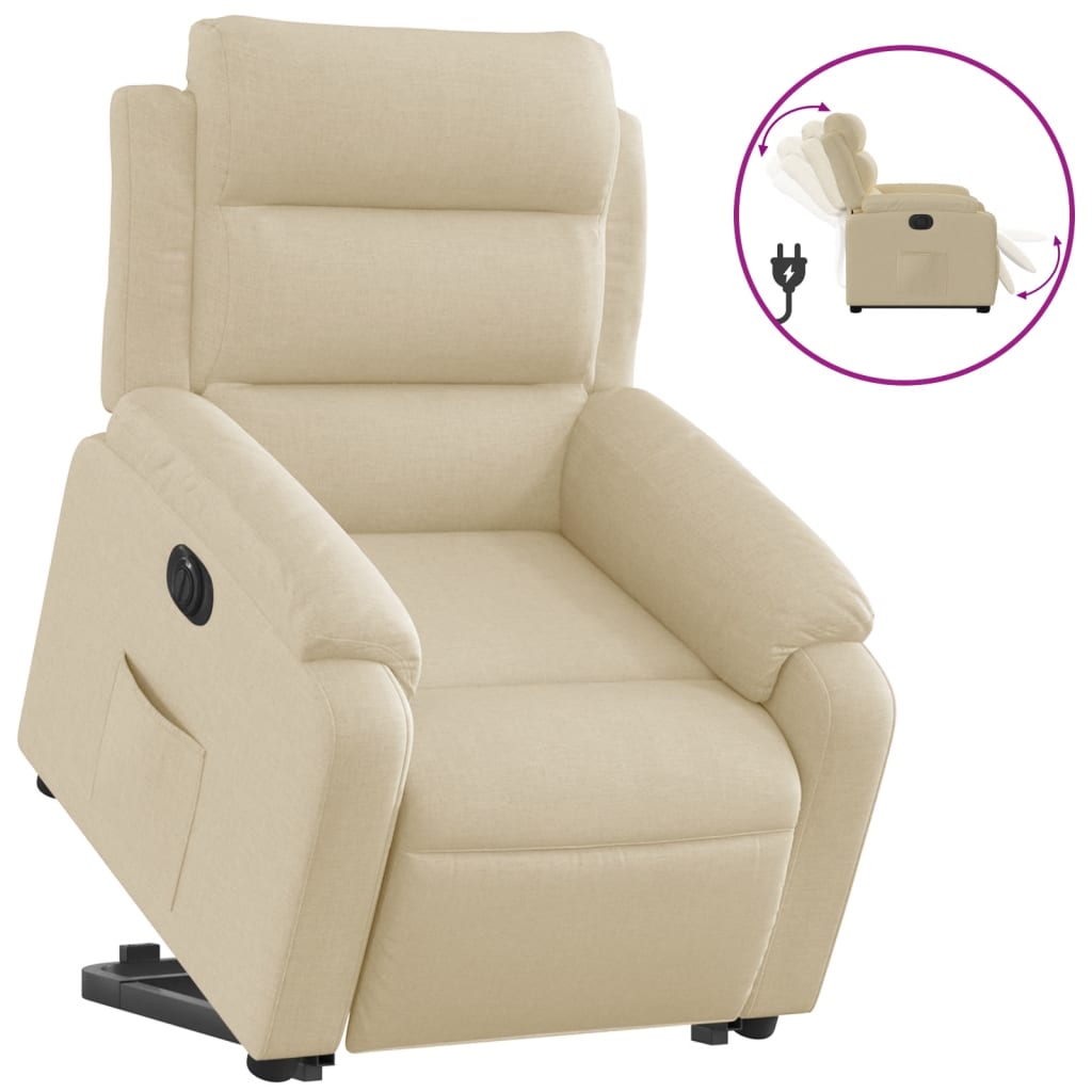 Fauteuil inclinable électrique avec releveur en tissu couleur crème ...