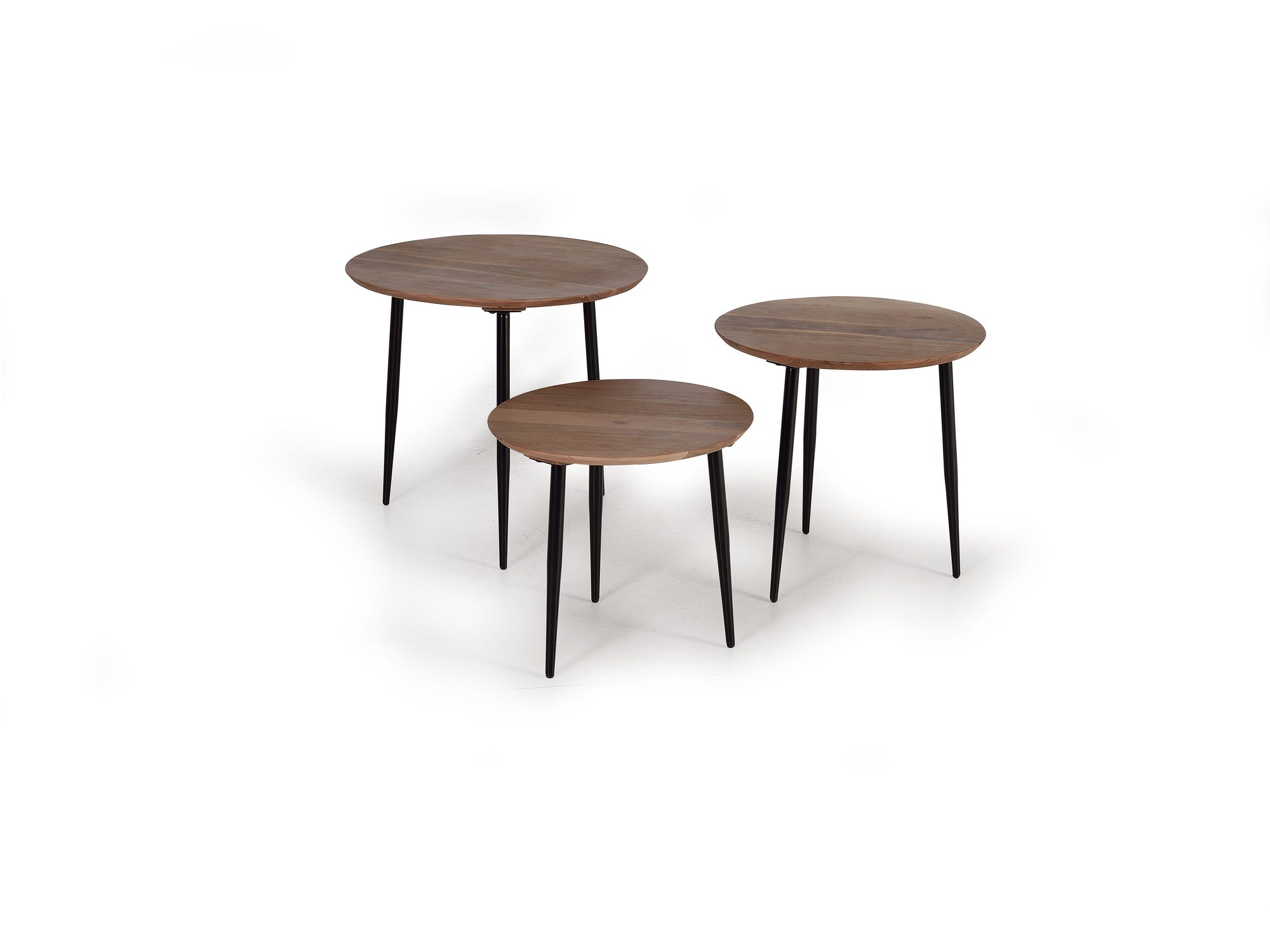 Set De 3 Mesas En Madera De Acacia Y Patas De Metal Leroy Merlin