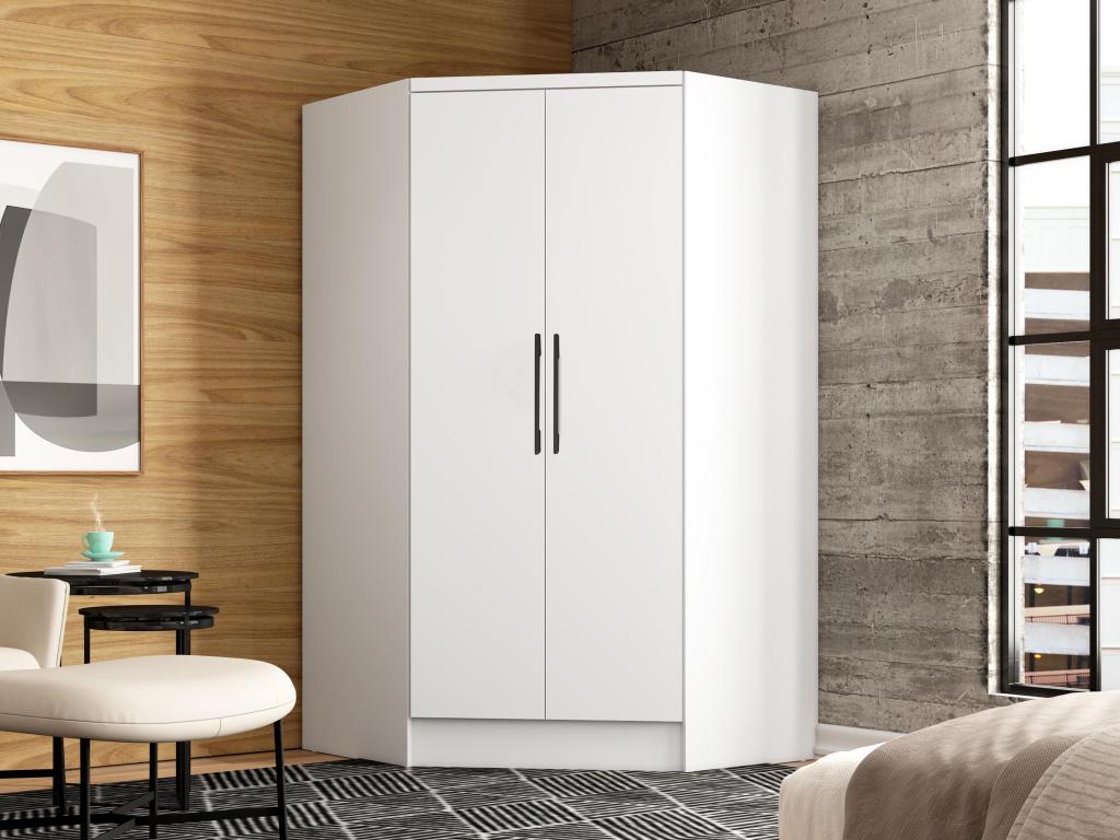 Armoire d'angle 2 portes - L101 cm - Blanc - AURALI | Leroy Merlin