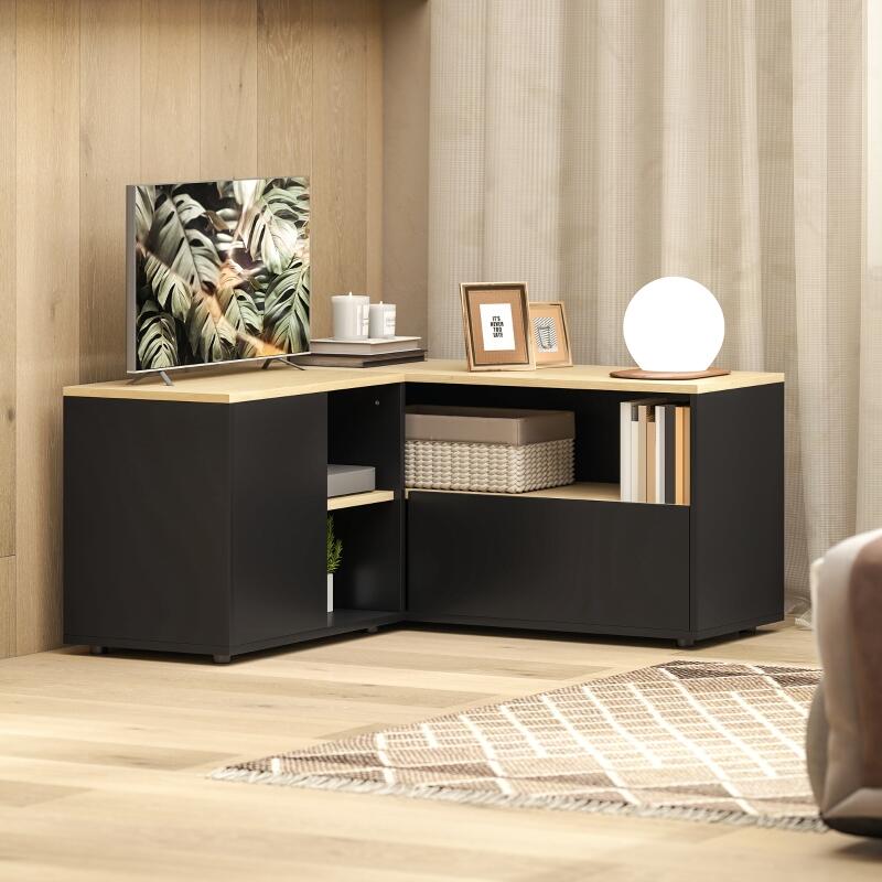 Meuble TV d'angle banc télévision jusqu'à 40 pouces avec 2 placards et ...