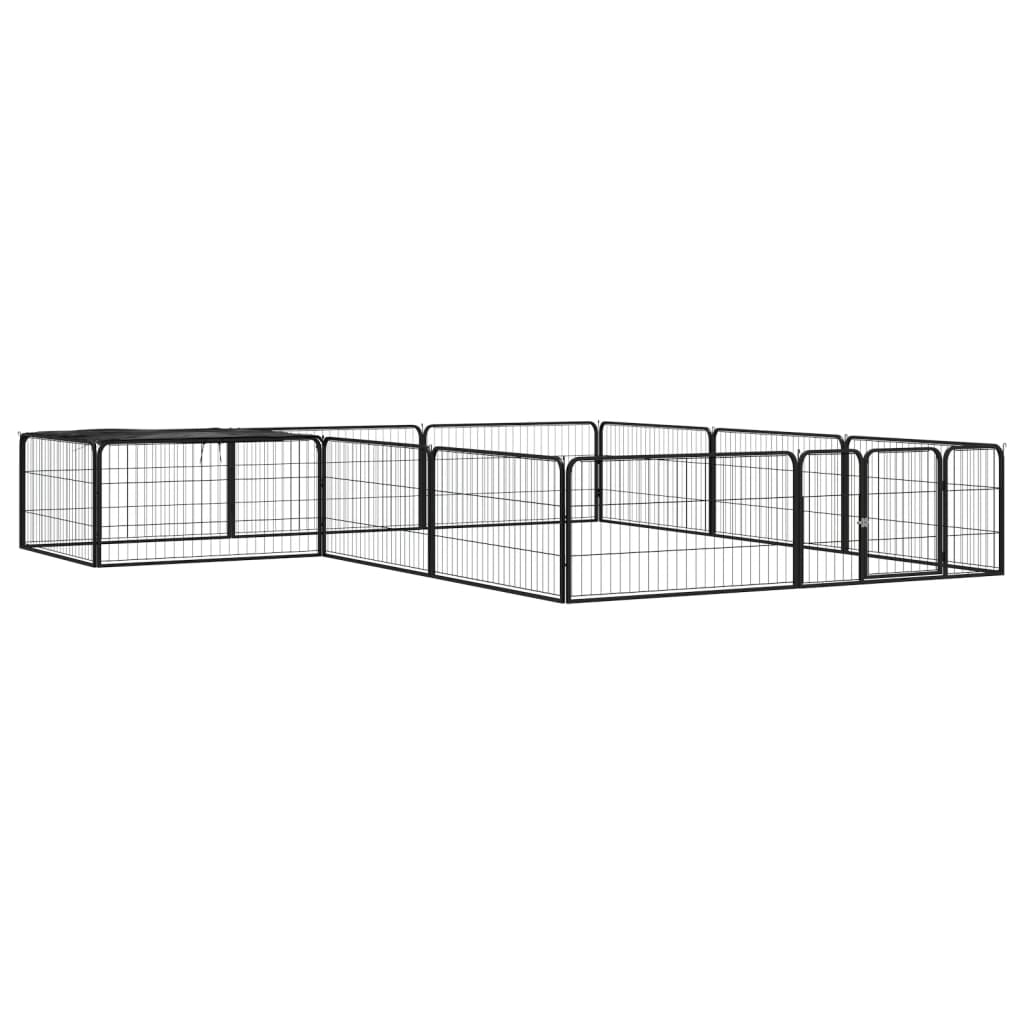 Parque para perros 12 paneles Negro 100x50cm Acero con recubrimiento en ...