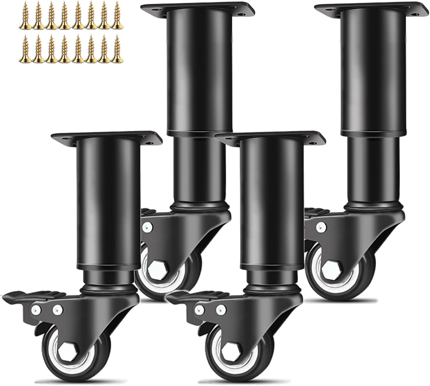 Lot de 16 pieds de meuble réglables en hauteur avec roulettes ...