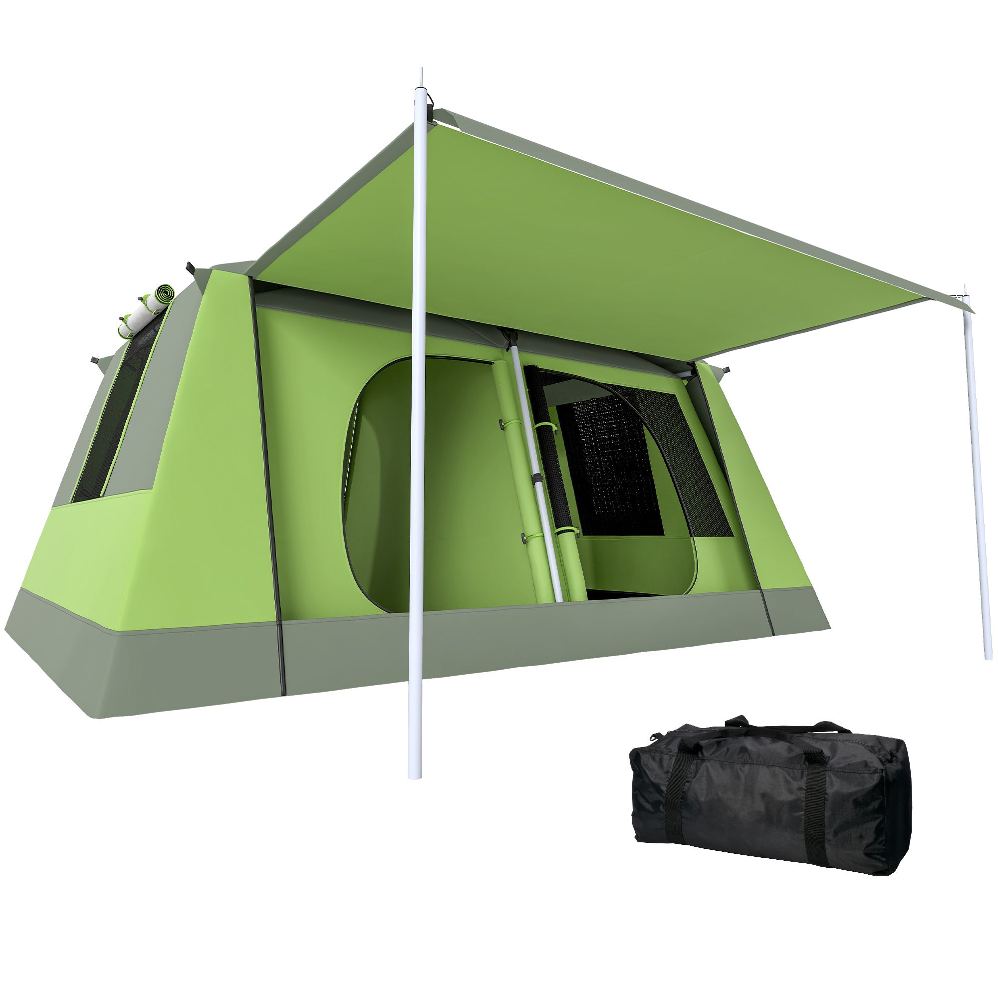 Tente verte camping 4pers moustiquaire crochet sac anti-UV ...