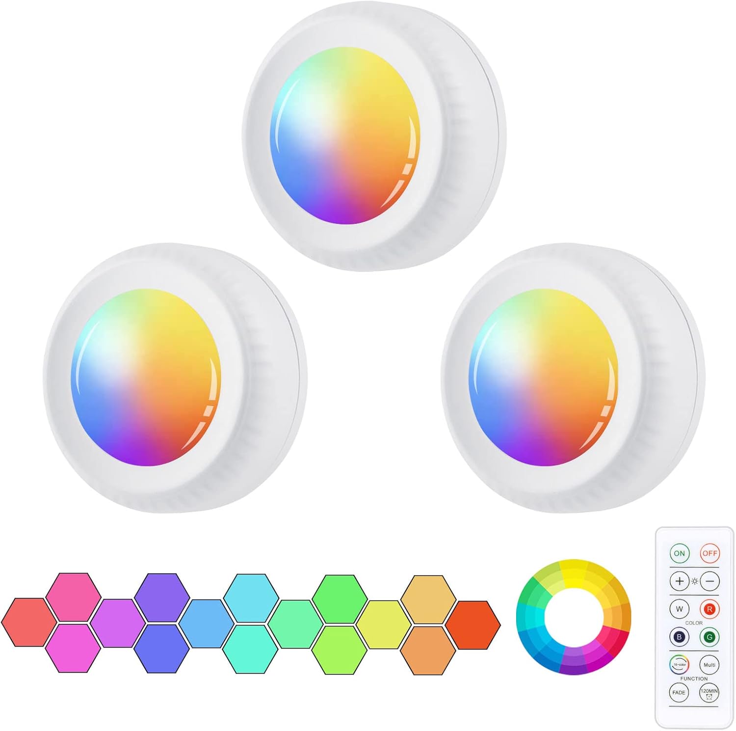 3 spots RGBW muraux : rechargeables USB, 4/16 couleurs, dimmable ...