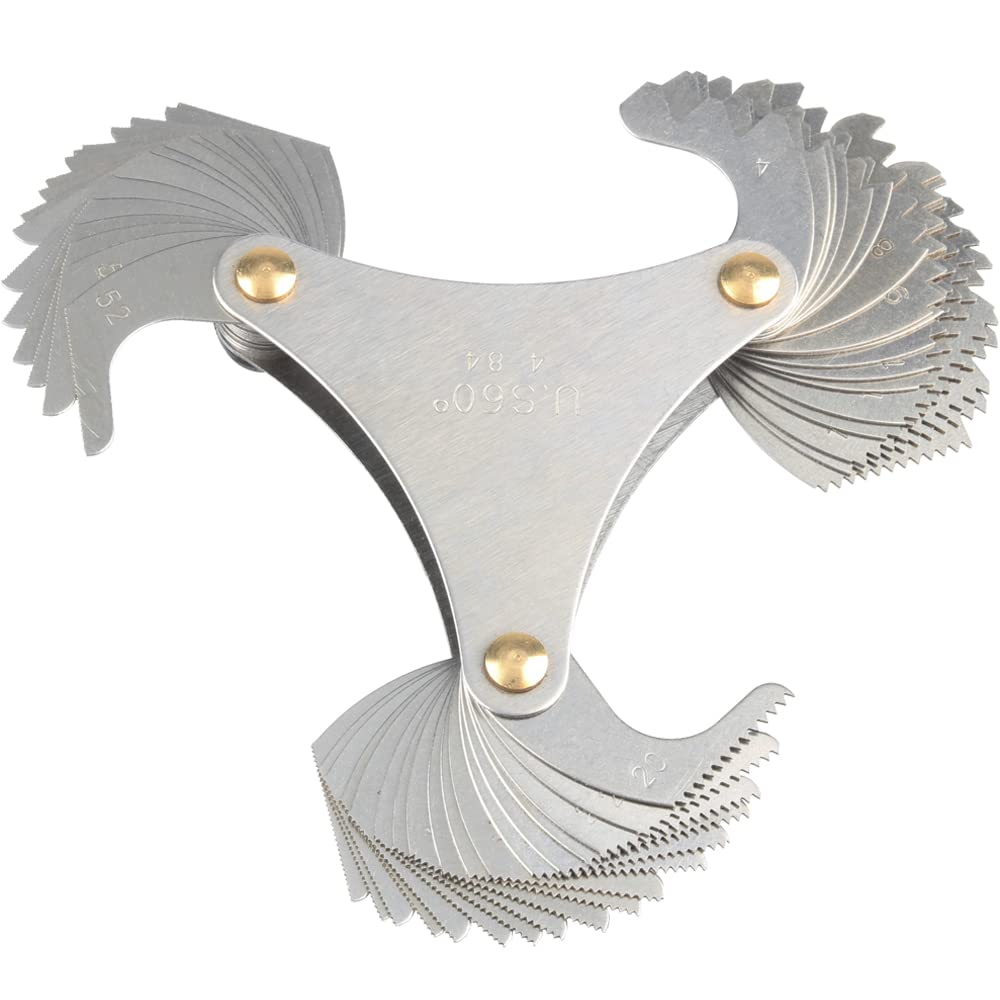 Jauge de filetage pliable inox – 51 lames 60° pas américain – Outil ...