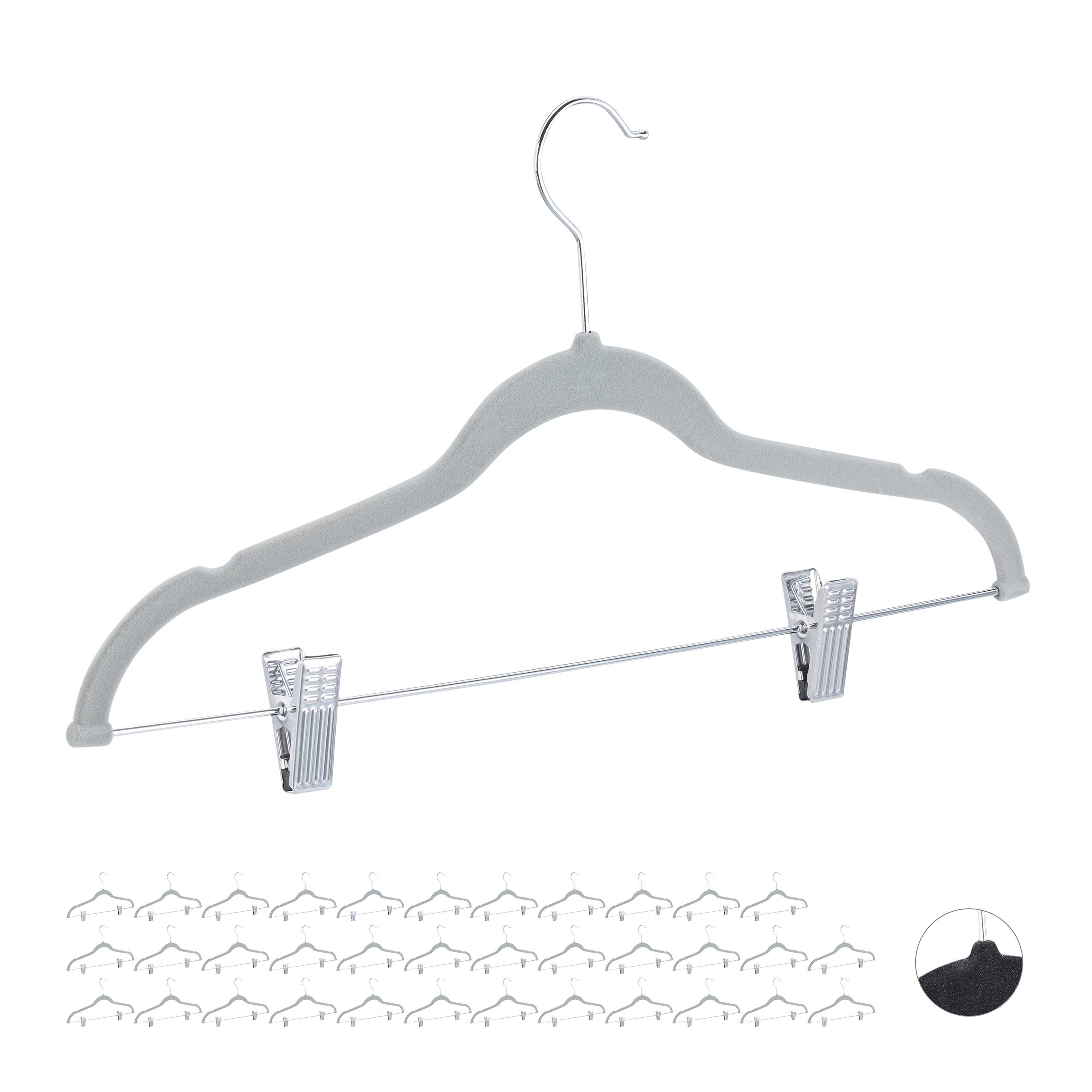 Relaxdays Pack de 36 Perchas Ropa con Pinzas y Giro de 360º, Metal ...