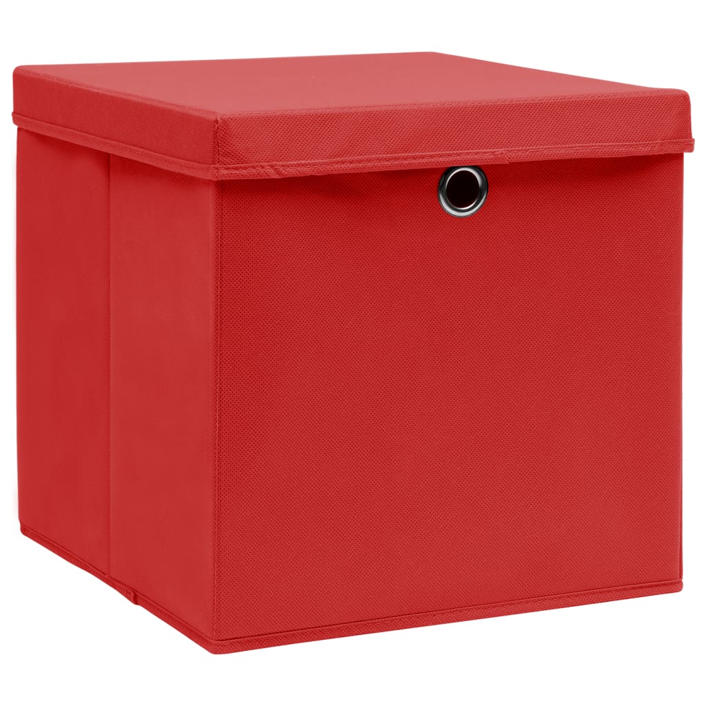 Boîtes de rangement avec couvercles 10 pcs tissu rouge 32x32x32 cm ...