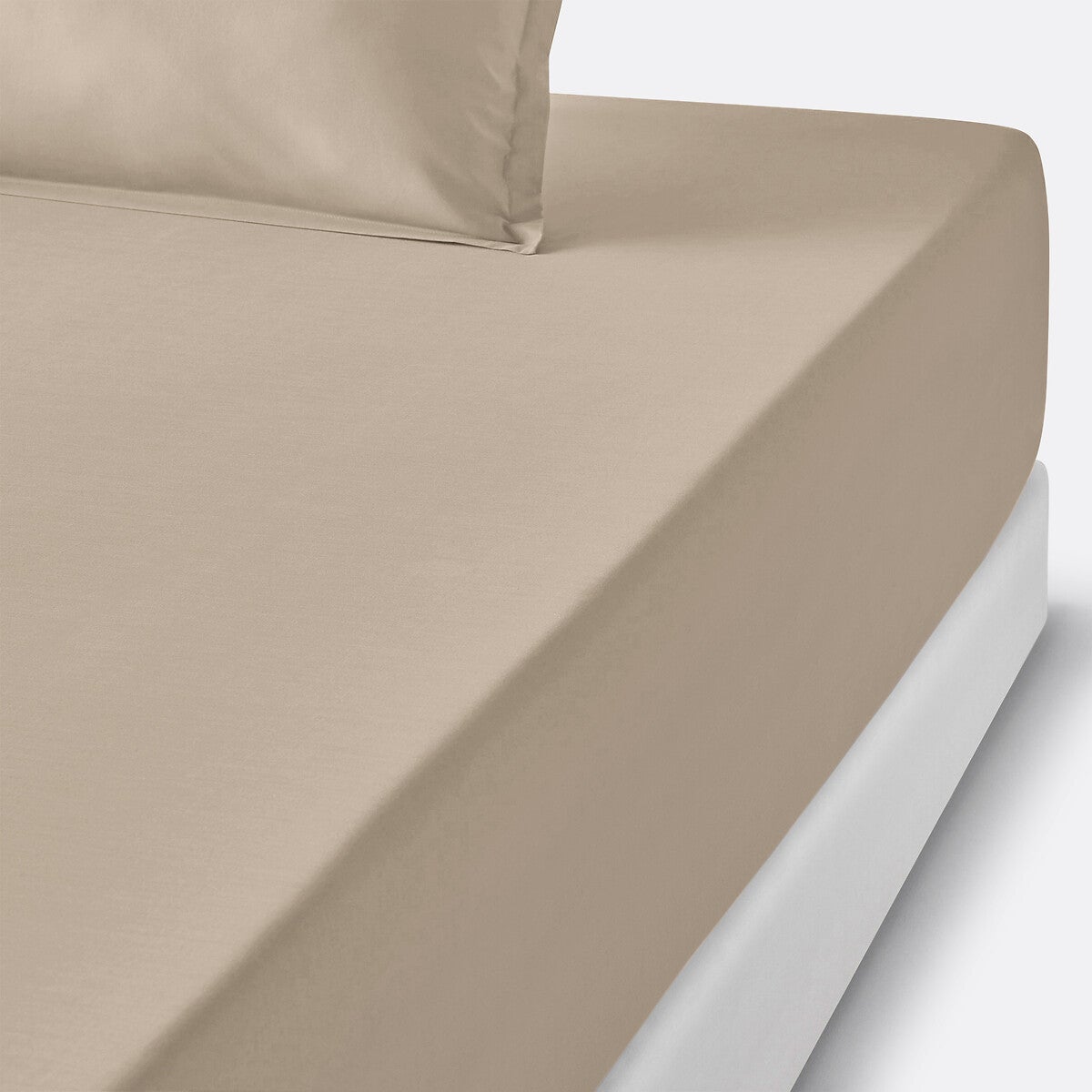 Drap housse percale coton, bonnet 35cm, Scenario - Lin - 140 x 190 cm ...