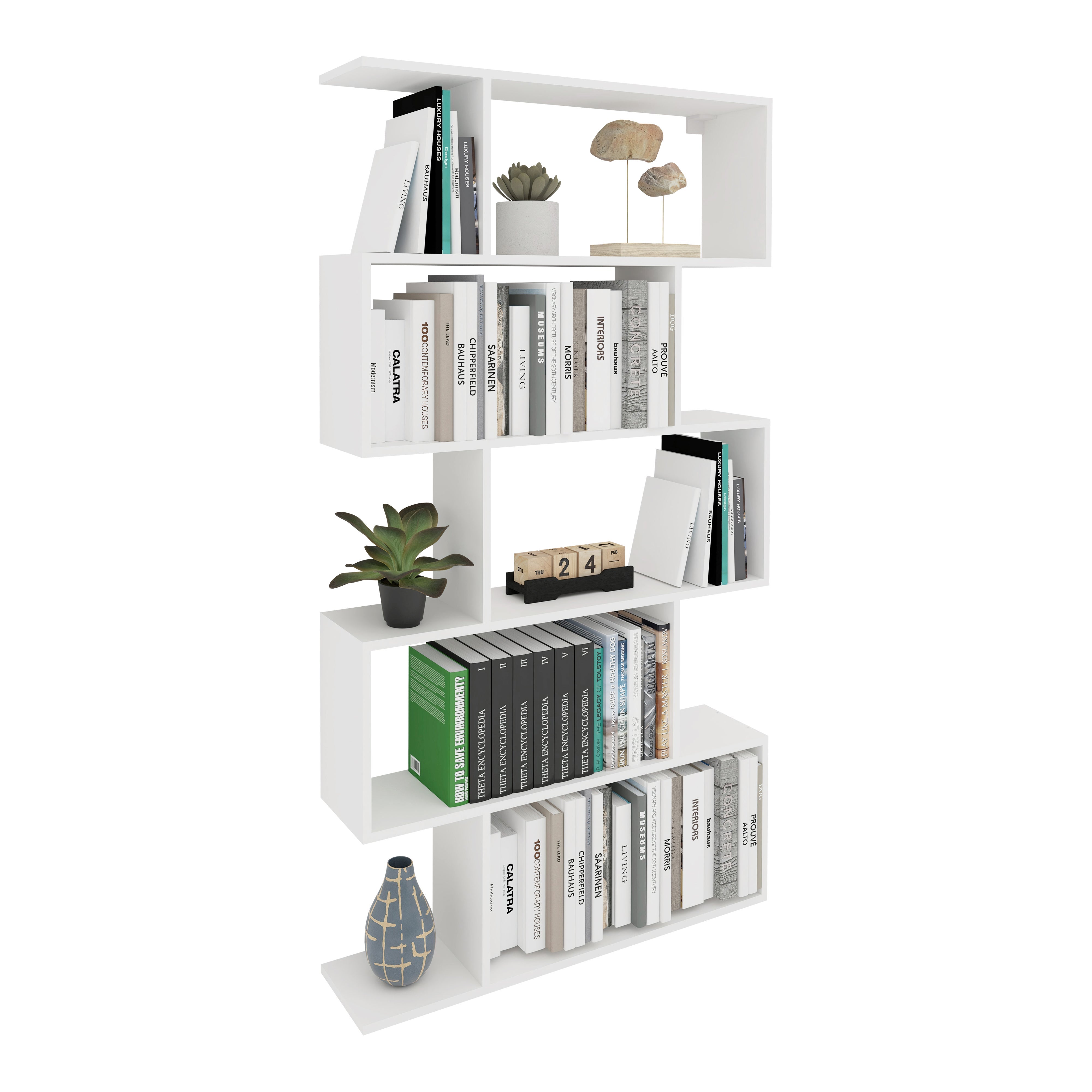Librería haaus Kimo, 5 compartimentos, Blanco, 90 x 20 x 160 cm | Leroy ...