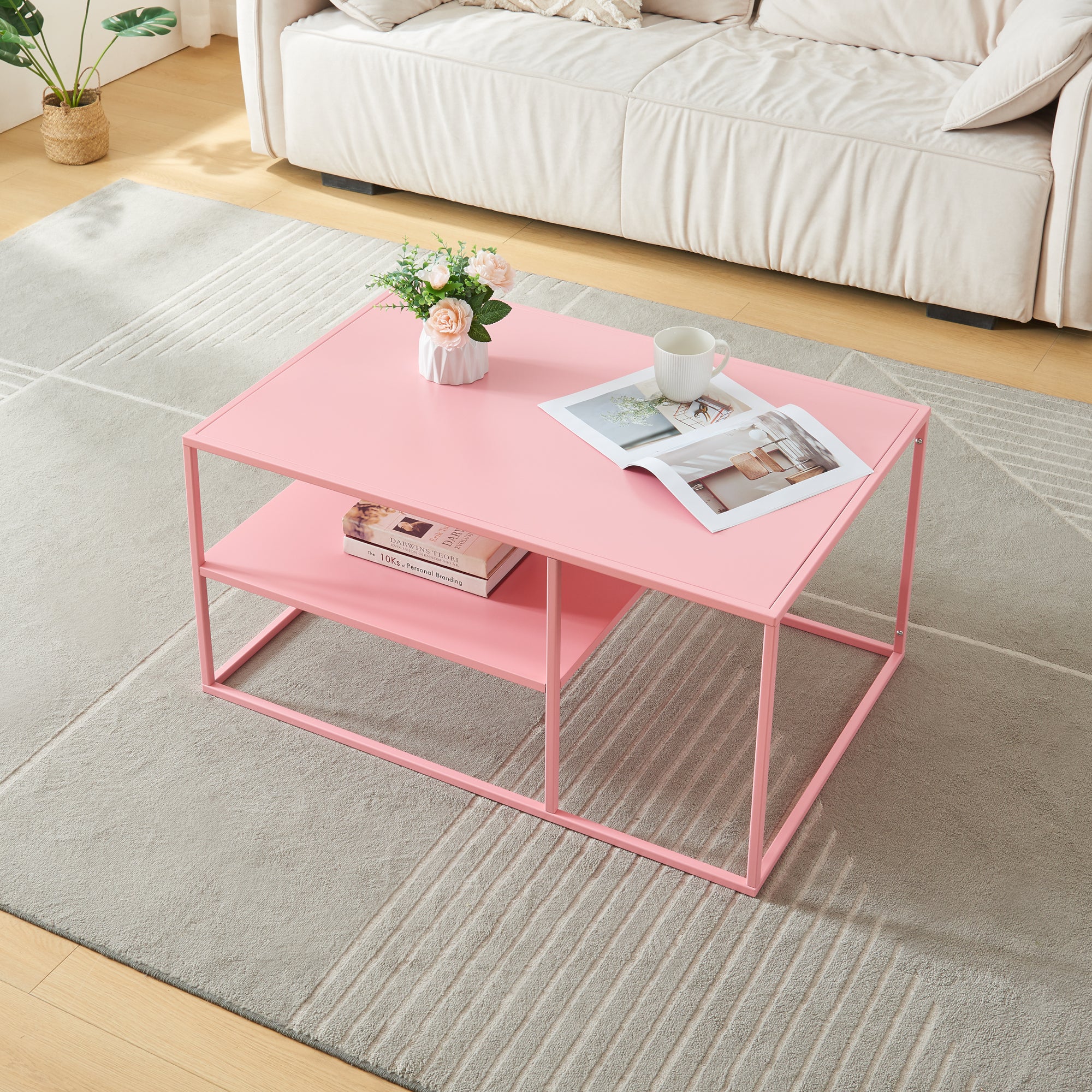 Table basse Solund du Salon Rectangulaire 45 x 90 x 60 cm rose [en.casa ...