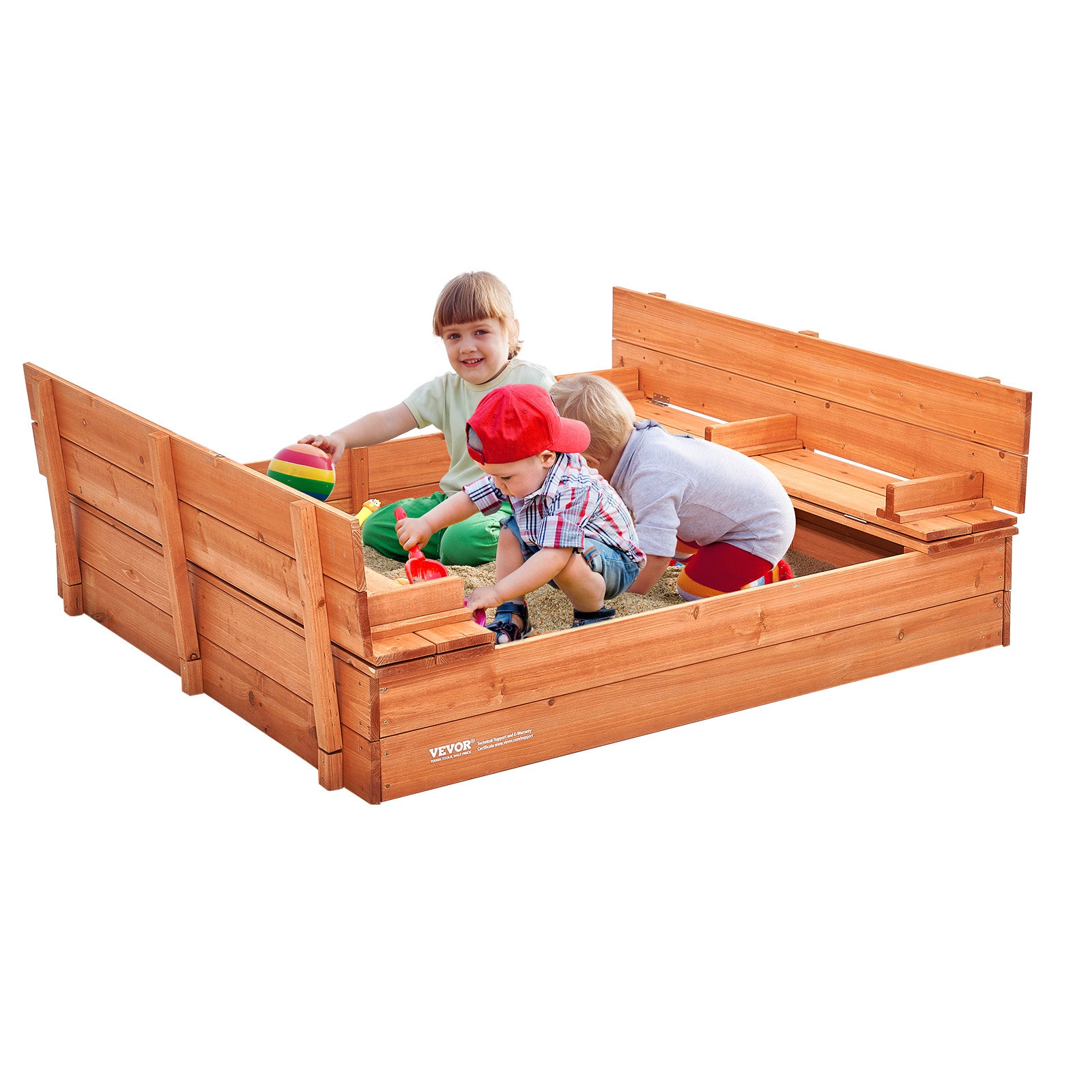Bac à sable en bois naturel,VEVOR 1330 x 1200 x 430 mm,bac à sable avec ...
