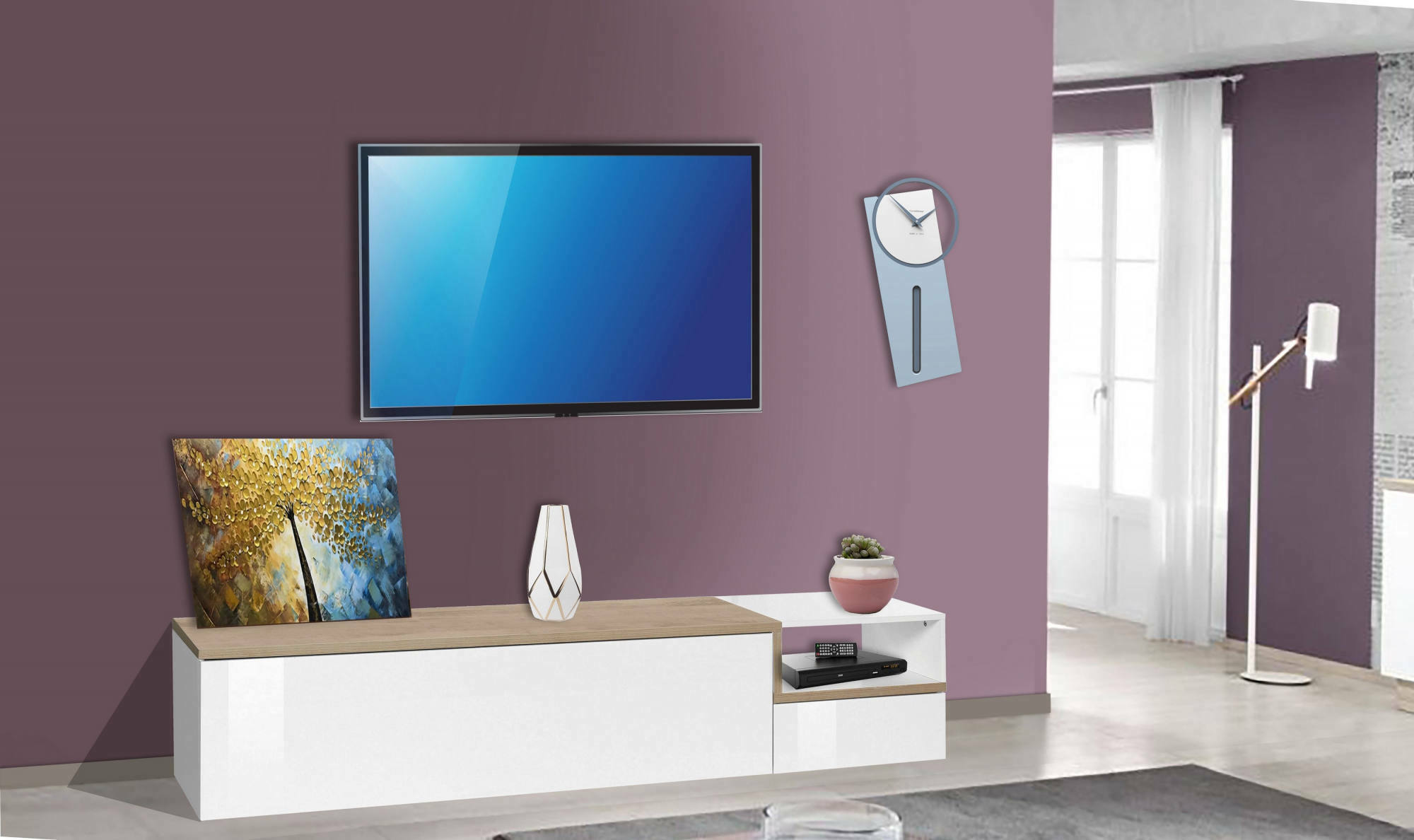Meuble TV Remo, Buffet bas de salon avec 2 portes, Base pour meuble TV ...