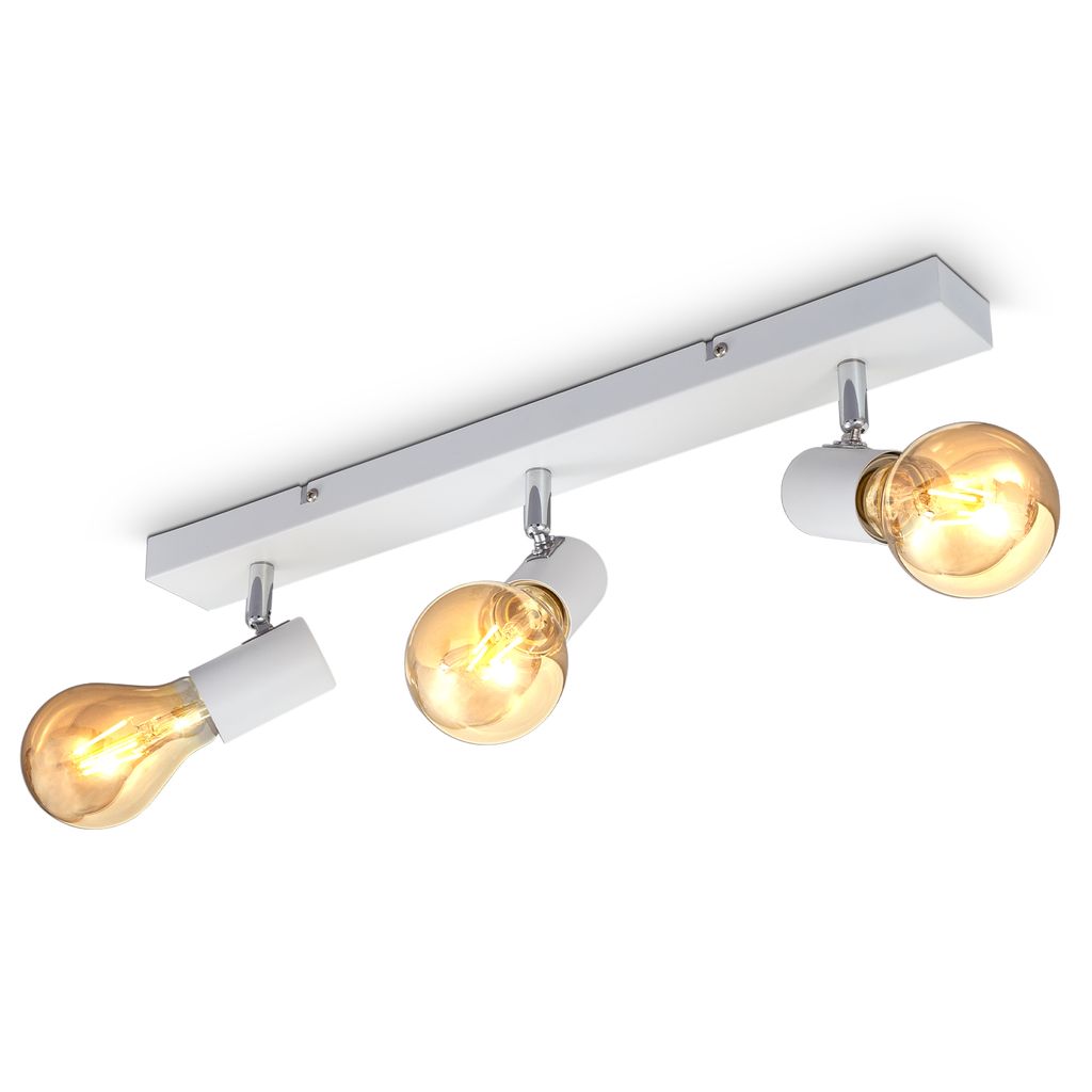 Plafonnier 3 spots orientables design vintage, style industriel blanche ...