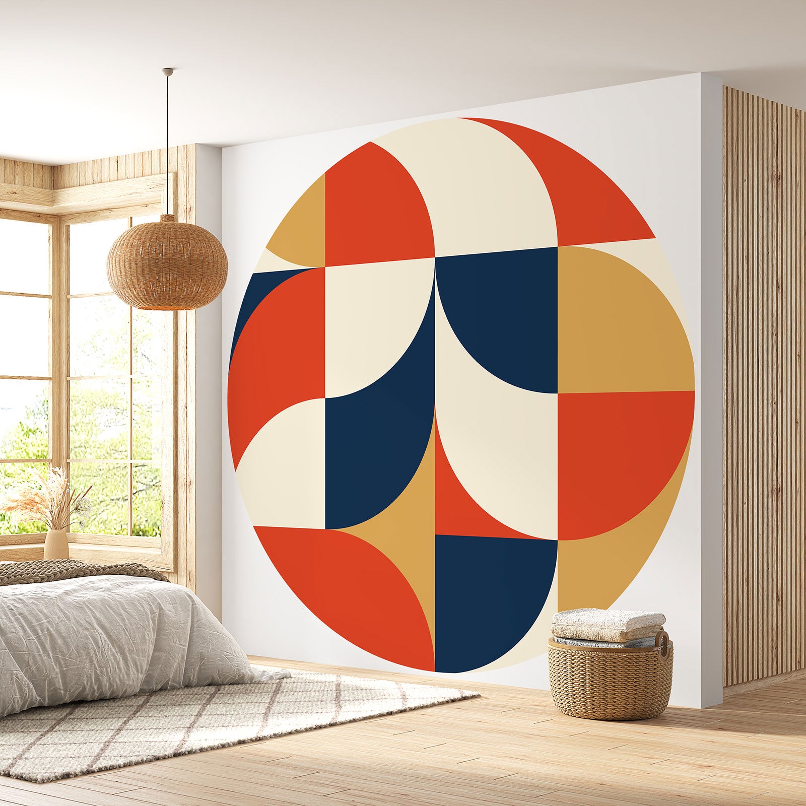 Papier peint rond / cercle - Motif géométrique - Diamètre 260 cm en 4 ...