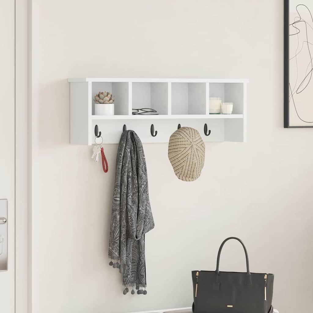 Perchero de pared, blanco, 75 x 16 x 26 cm, madera de ingeniería ...