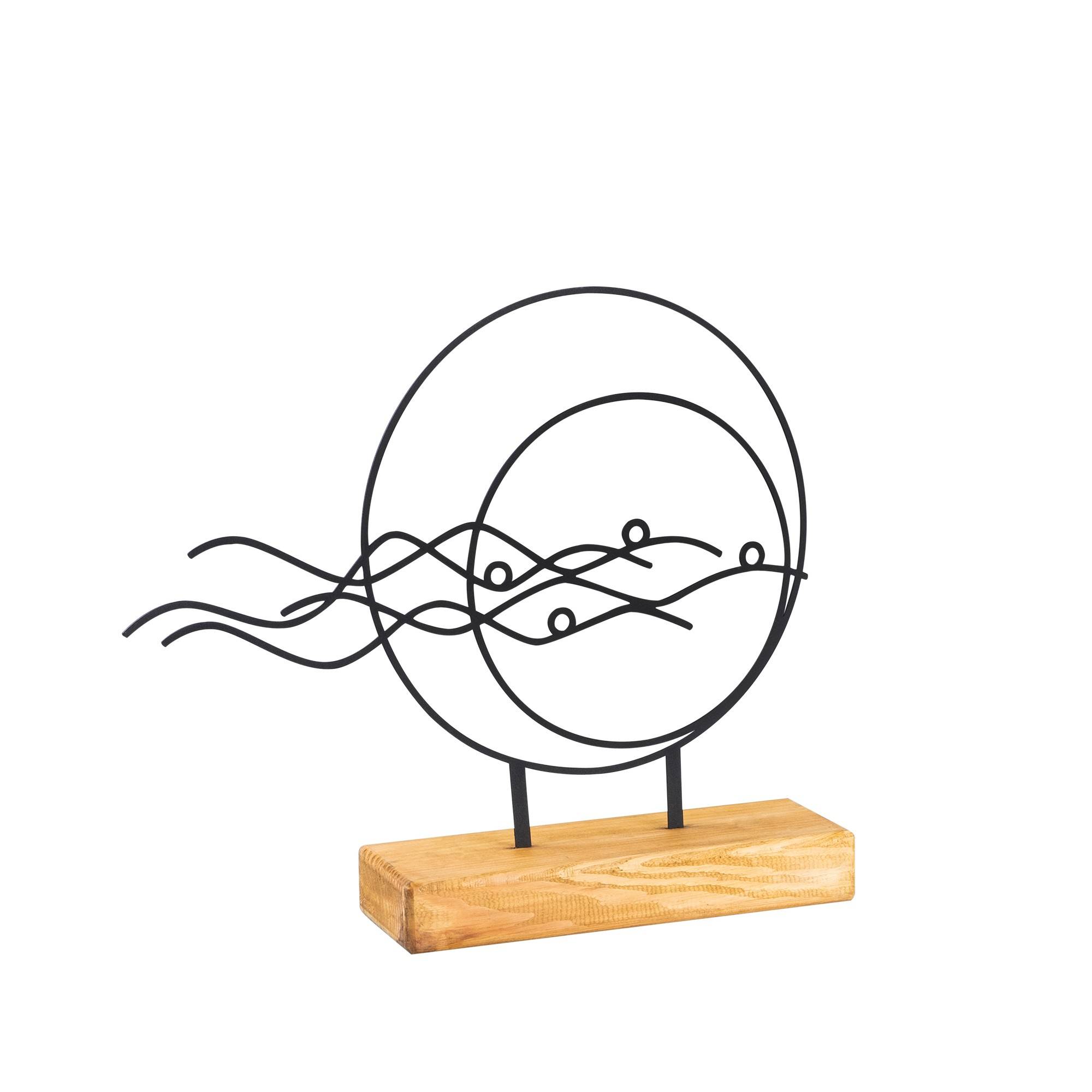 Objet décoratif à poser Elka L30xH27cm Bois Naturel et Métal Noir ...