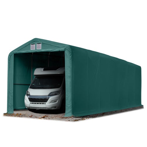 4x24 m, Tente garage de stockage, PVC 850, porte 3,5x3,5 m, vert foncé ...