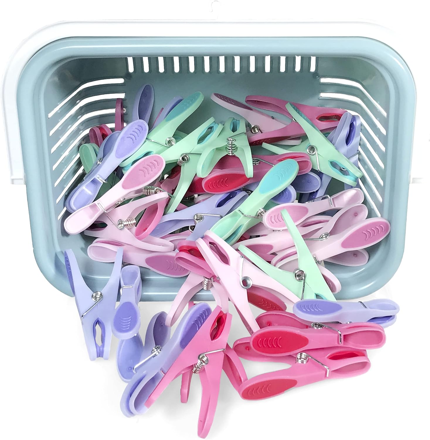 COM-FORT HOUSE | 120 Pinzas de Plástico | Cesta de Plástico Rectangular ...