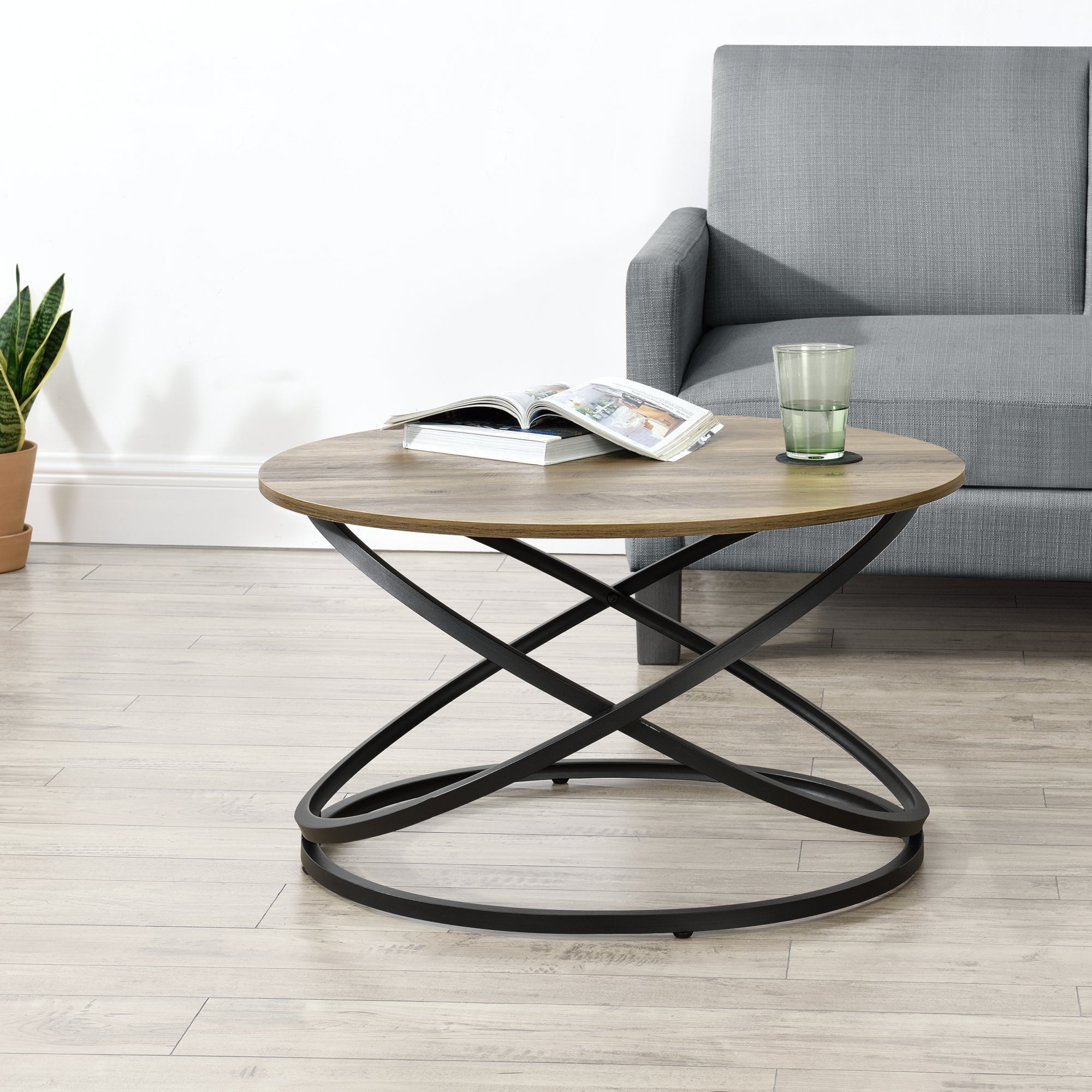 Table Basse Ronde Dunedin Bois Et Noir 46 X 79 Cm [en Casa] Leroy Merlin