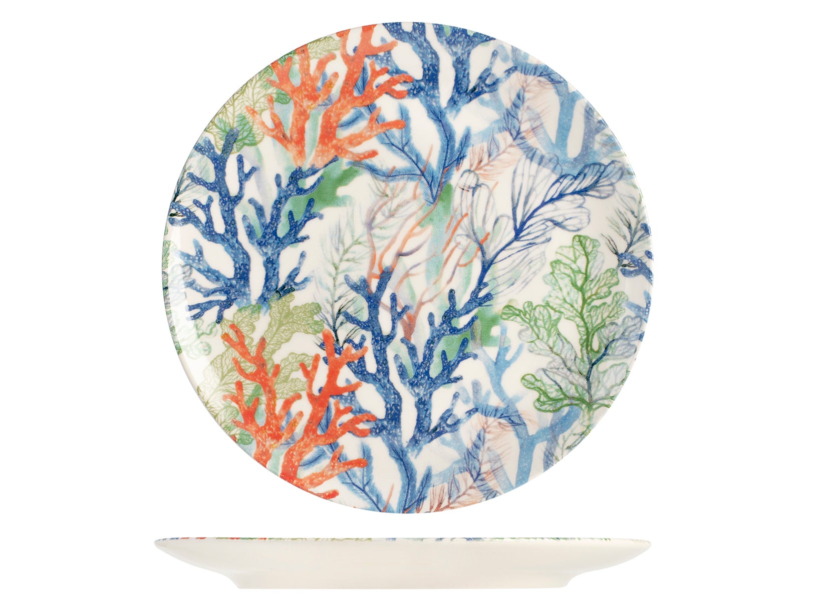 Plato llano H&H Mayabay de gres decorado 26 cm | Leroy Merlin