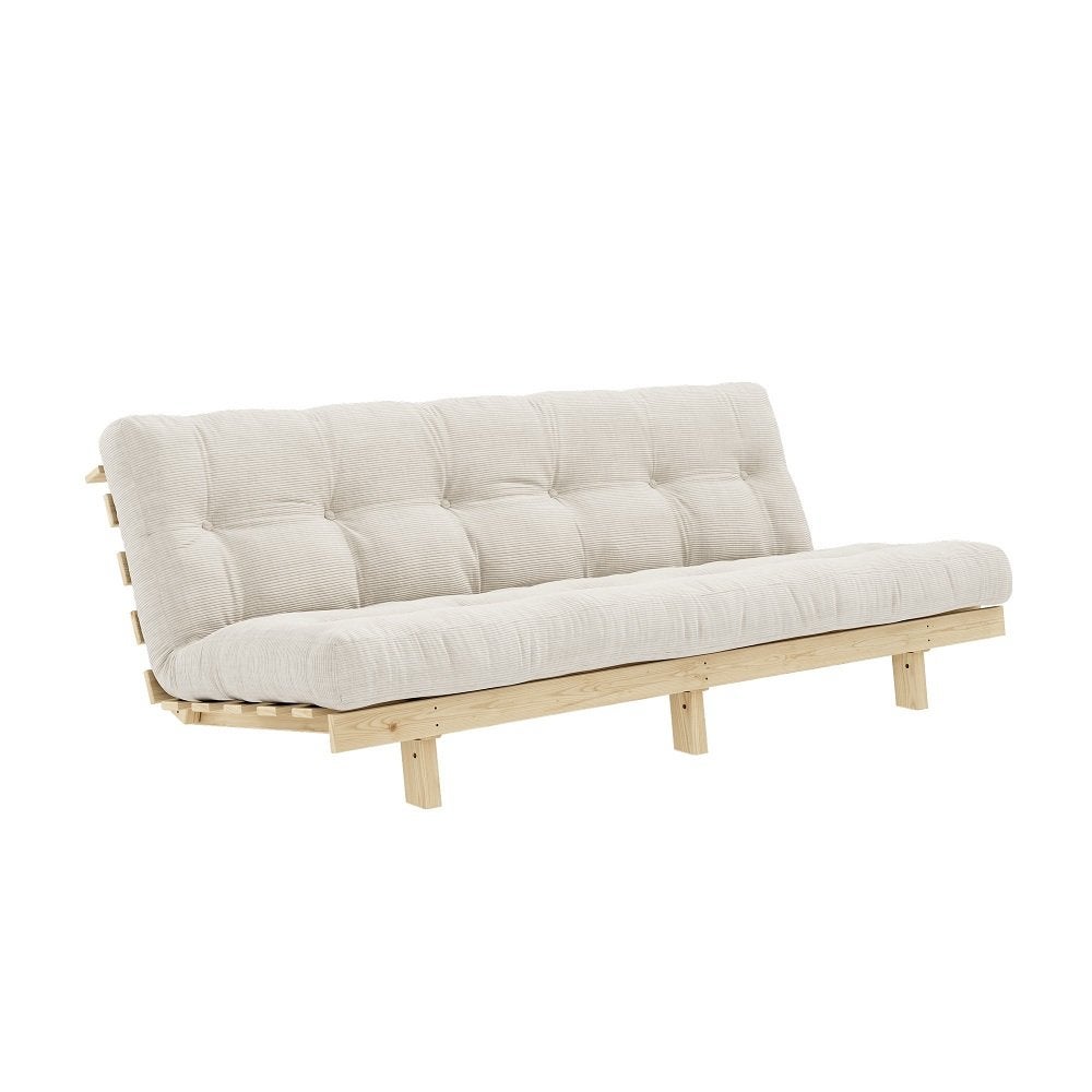 Banquette convertible futon LEAN pin coloris ivoire couchage 130*190 cm ...