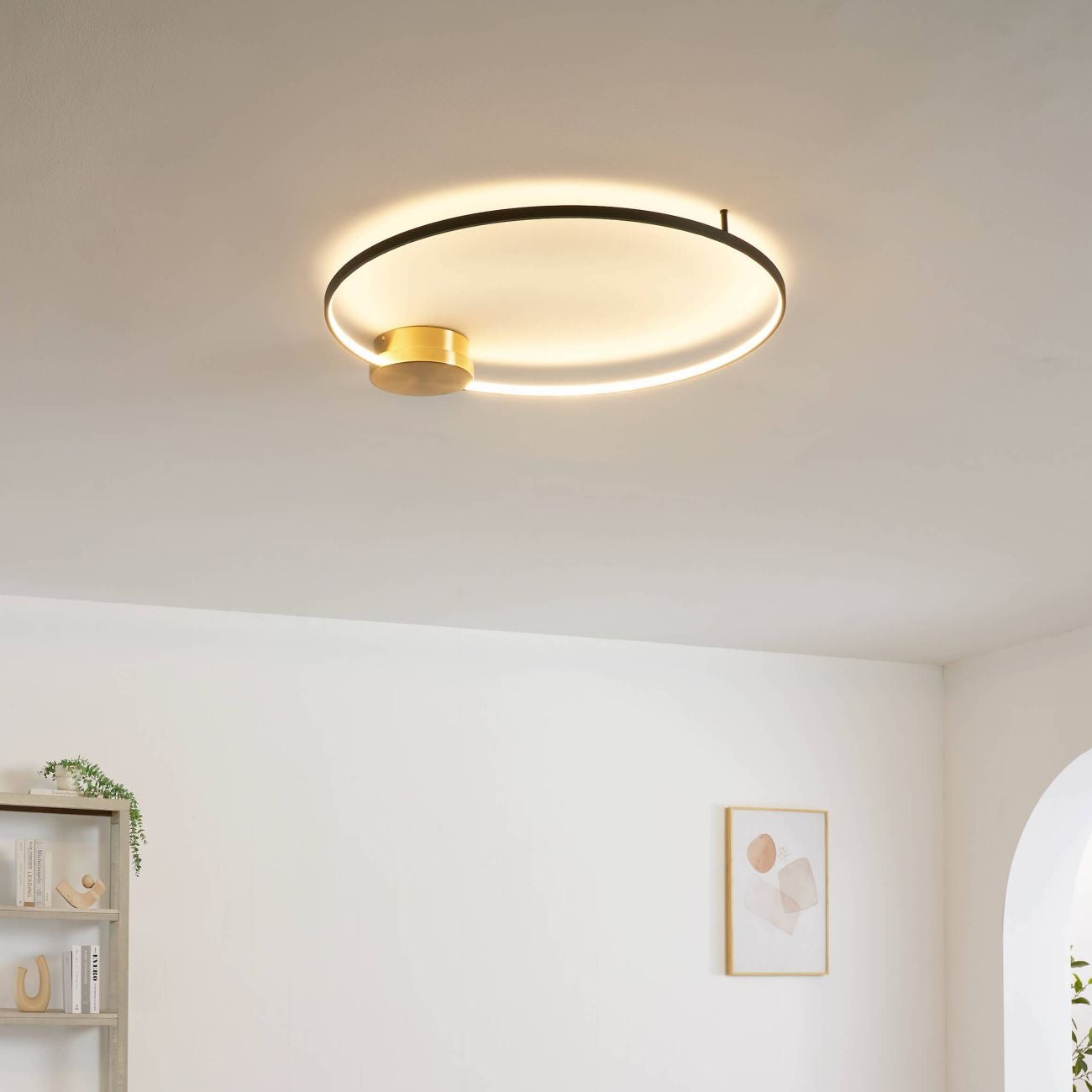 Plafón negro y latón círculo LED regulable 80 cm - Alisa | Leroy Merlin