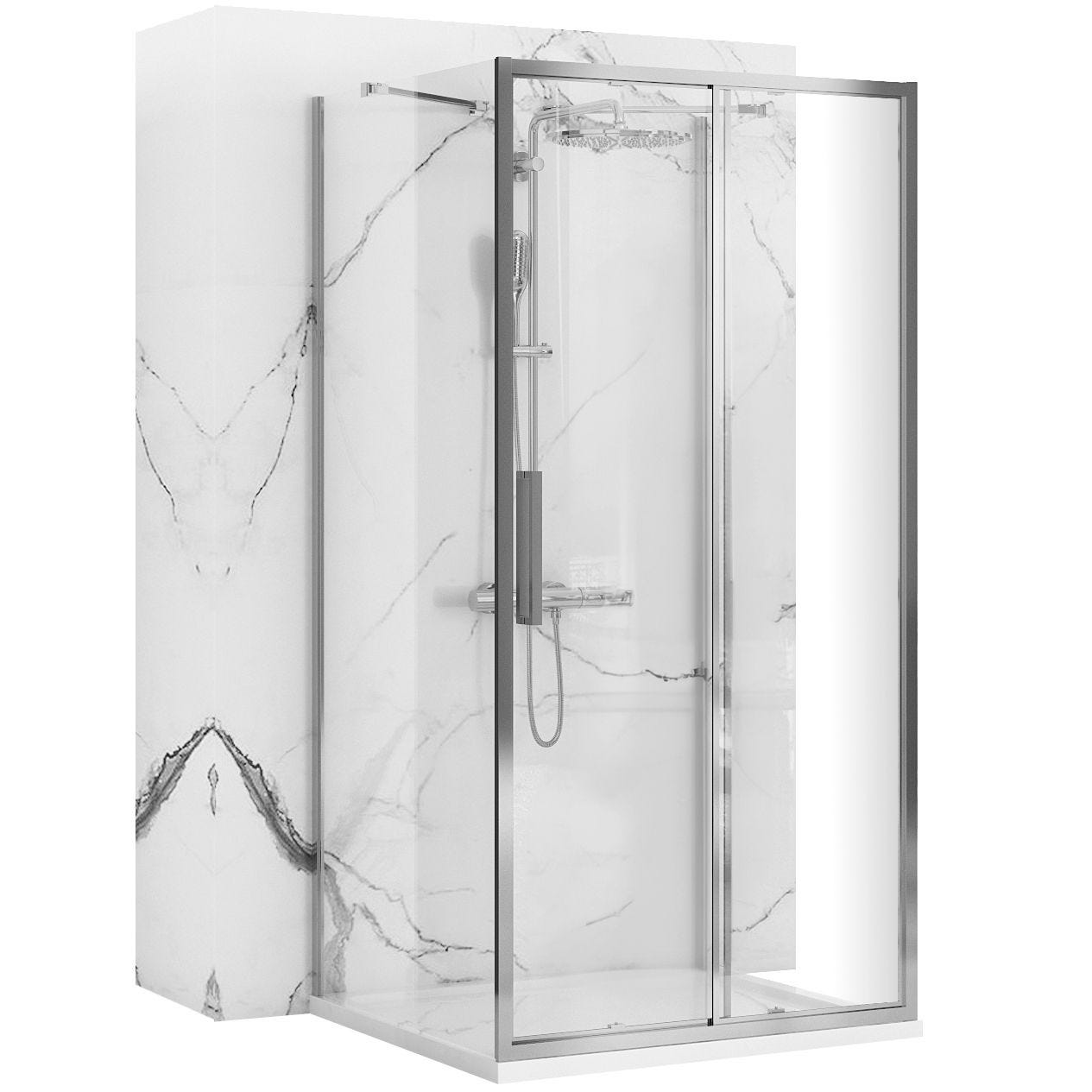 Cabine De Douche Murale Rea Rapid Slide Chrome 130x80 Leroy Merlin