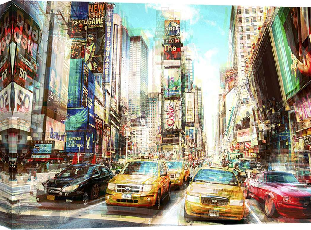Pintura, impresión sobre lienzo - Peter Berry, Times Square ...