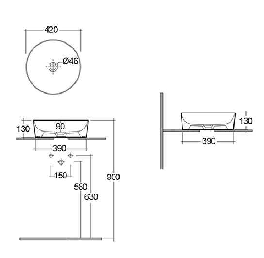 Lavabo redondo de cerámica sobre encimera, color capuchino mate, sin ...