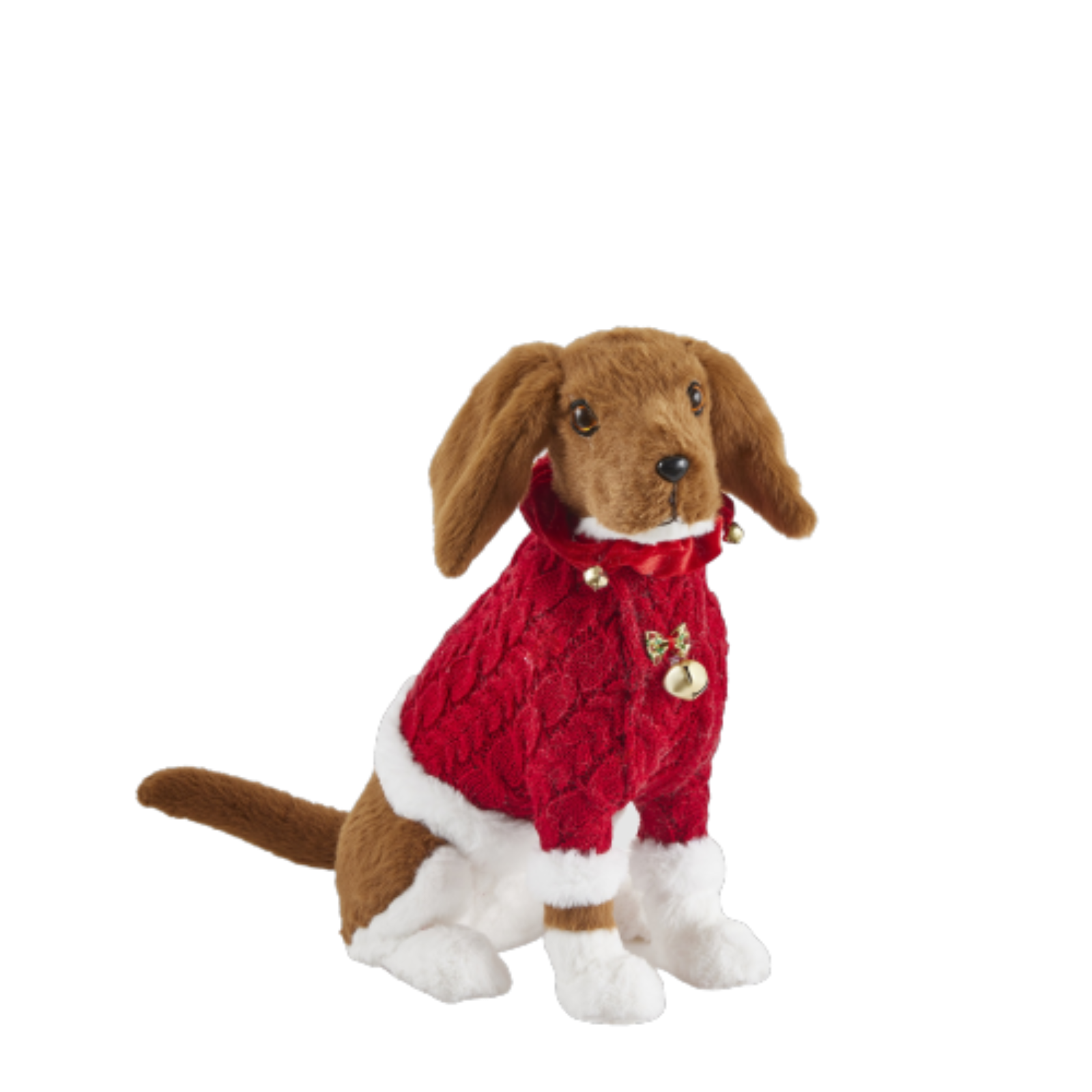 Cocker Spaniel brun réaliste avec pull rouge, hauteur 37 cm | Leroy Merlin
