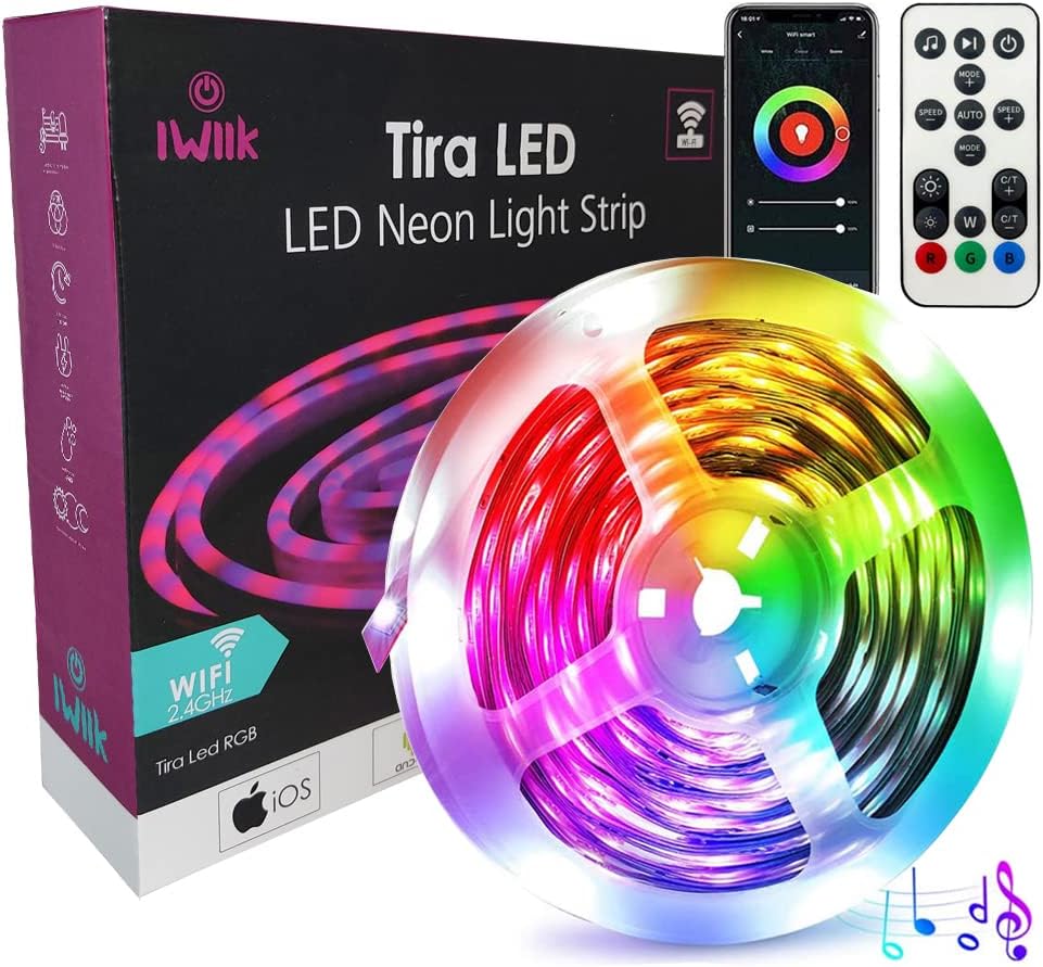 Tira Led Inteligente Smart WiFi 32W 5m Regulable IP65, 64 Modos de ...