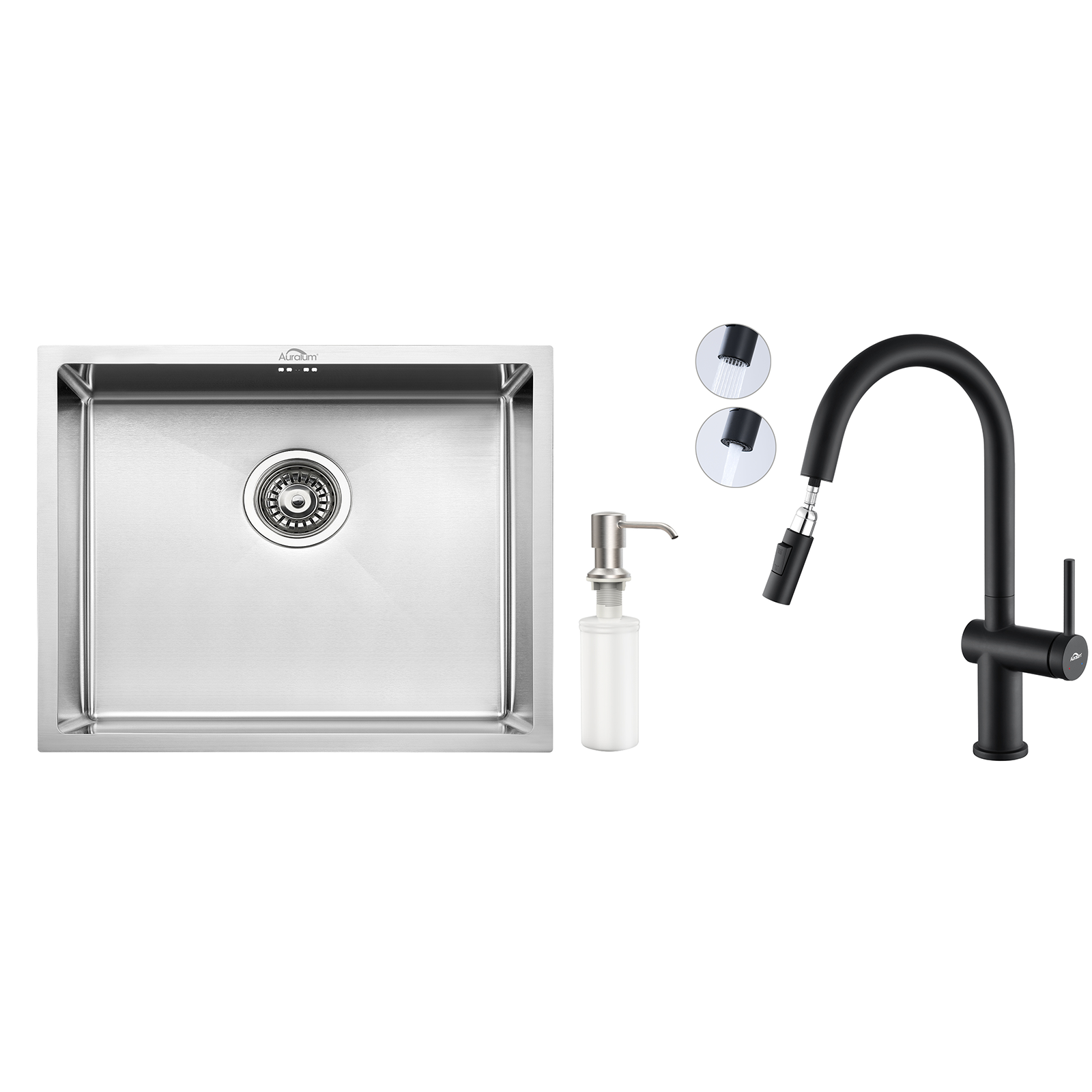 Fregadero de Cocina Inox 1 Bandeja 50*43*18CM con Dispensador de Jabón ...