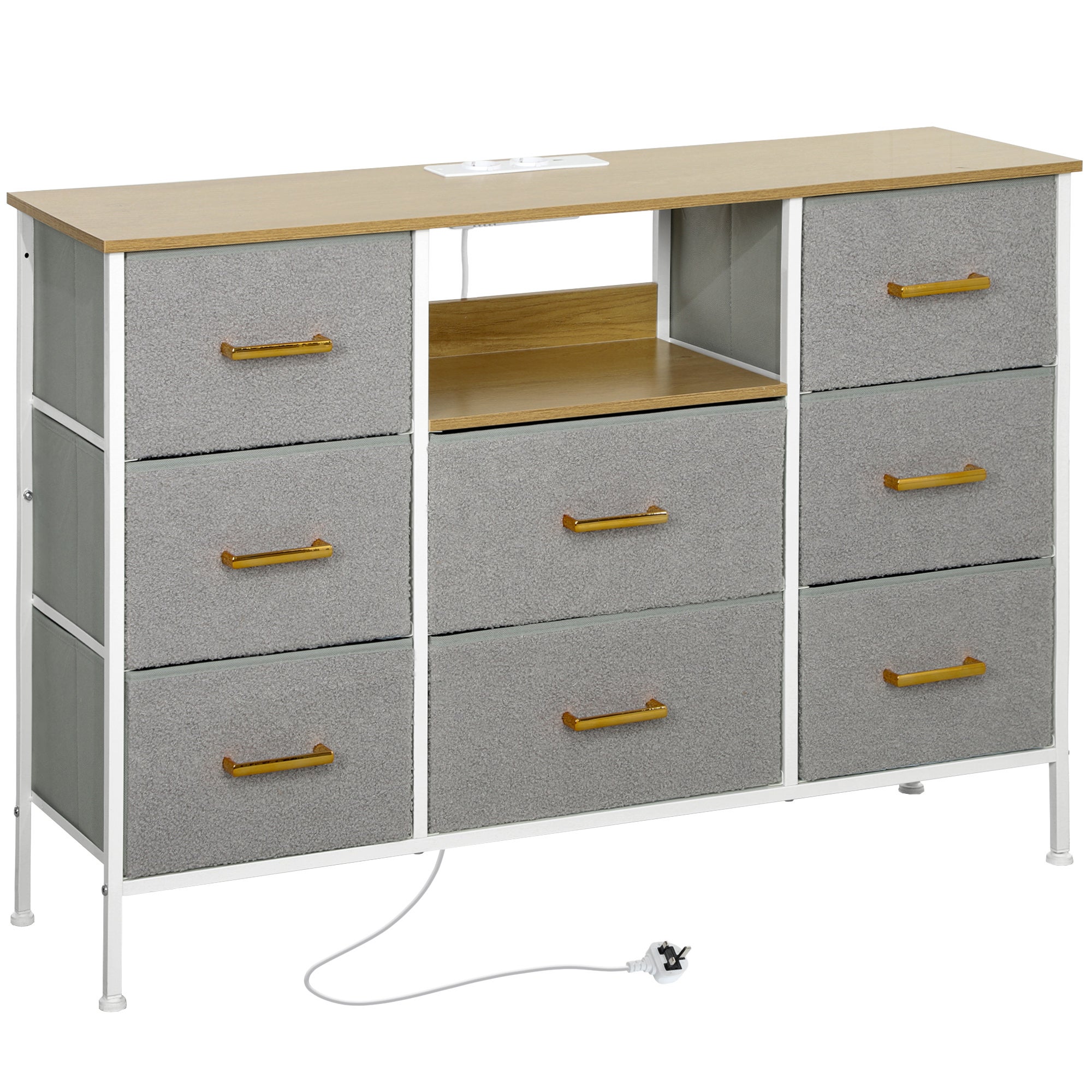 Commode 8 tiroirs tissu peau synthétique mouton station recharge usb-c ...