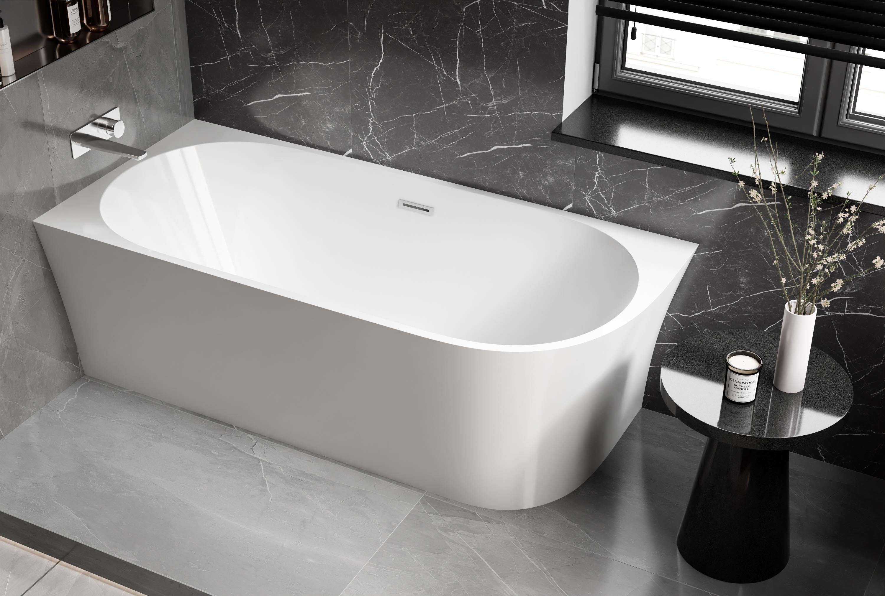 BERNSTEIN - Vasca freestanding in acrilico NOVA CORNER - 170 x 80cm - installazione a sinistra ...