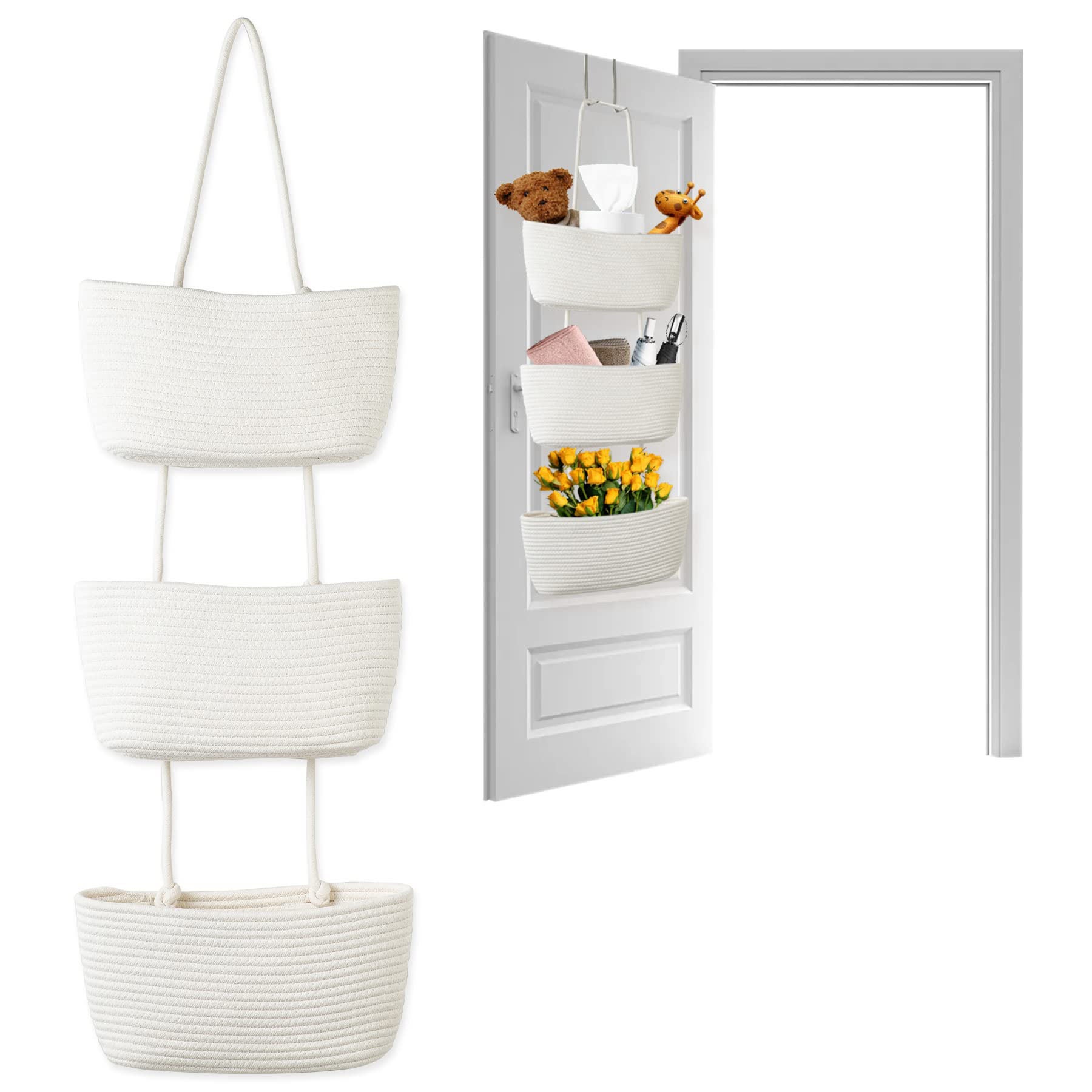 Paniers en coton à suspendre au mur, grands paniers suspendus, paniers ...