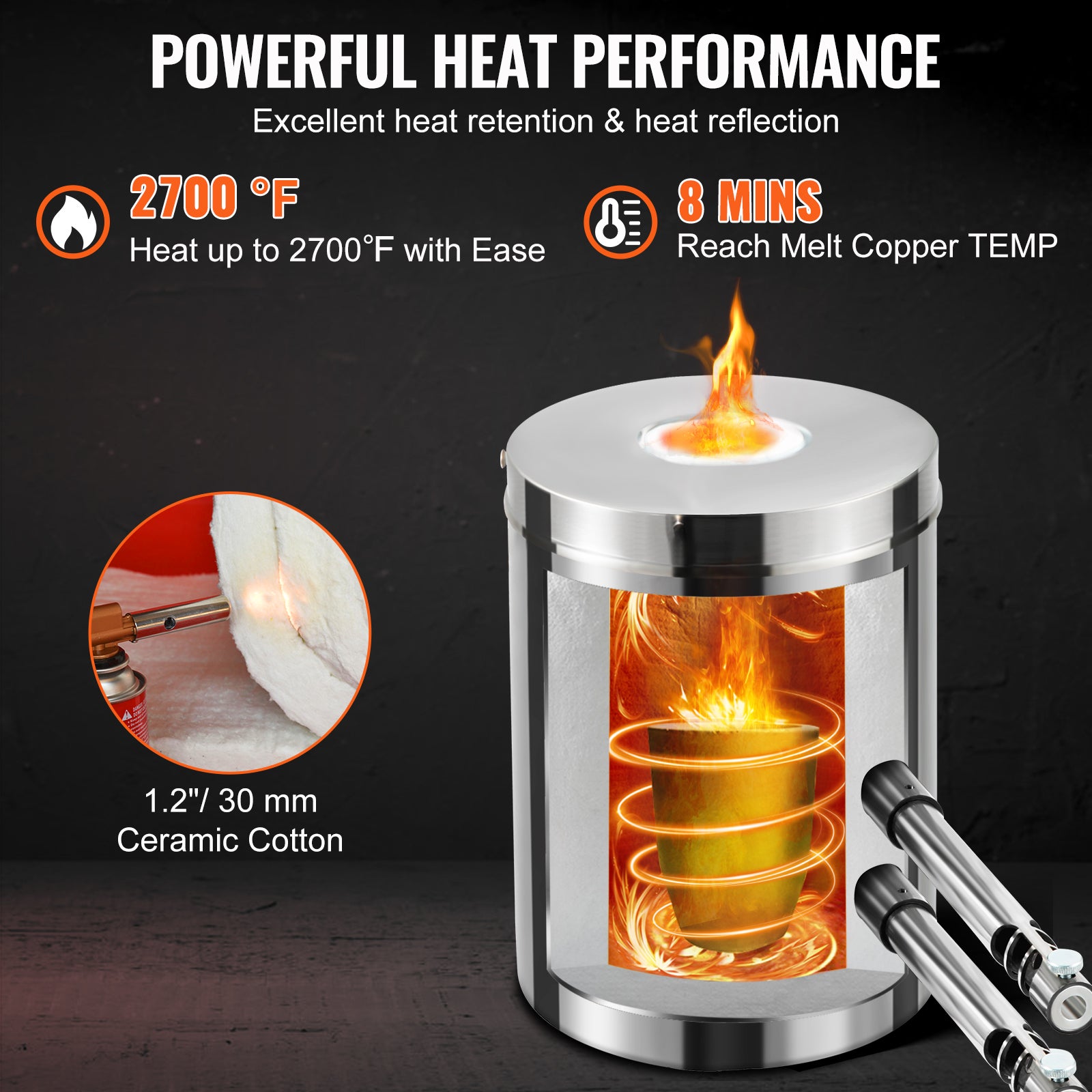VEVOR Four de Fusion Gaz 12kg 1482℃, Fusion & Forgeage, Kit Fonderie ...