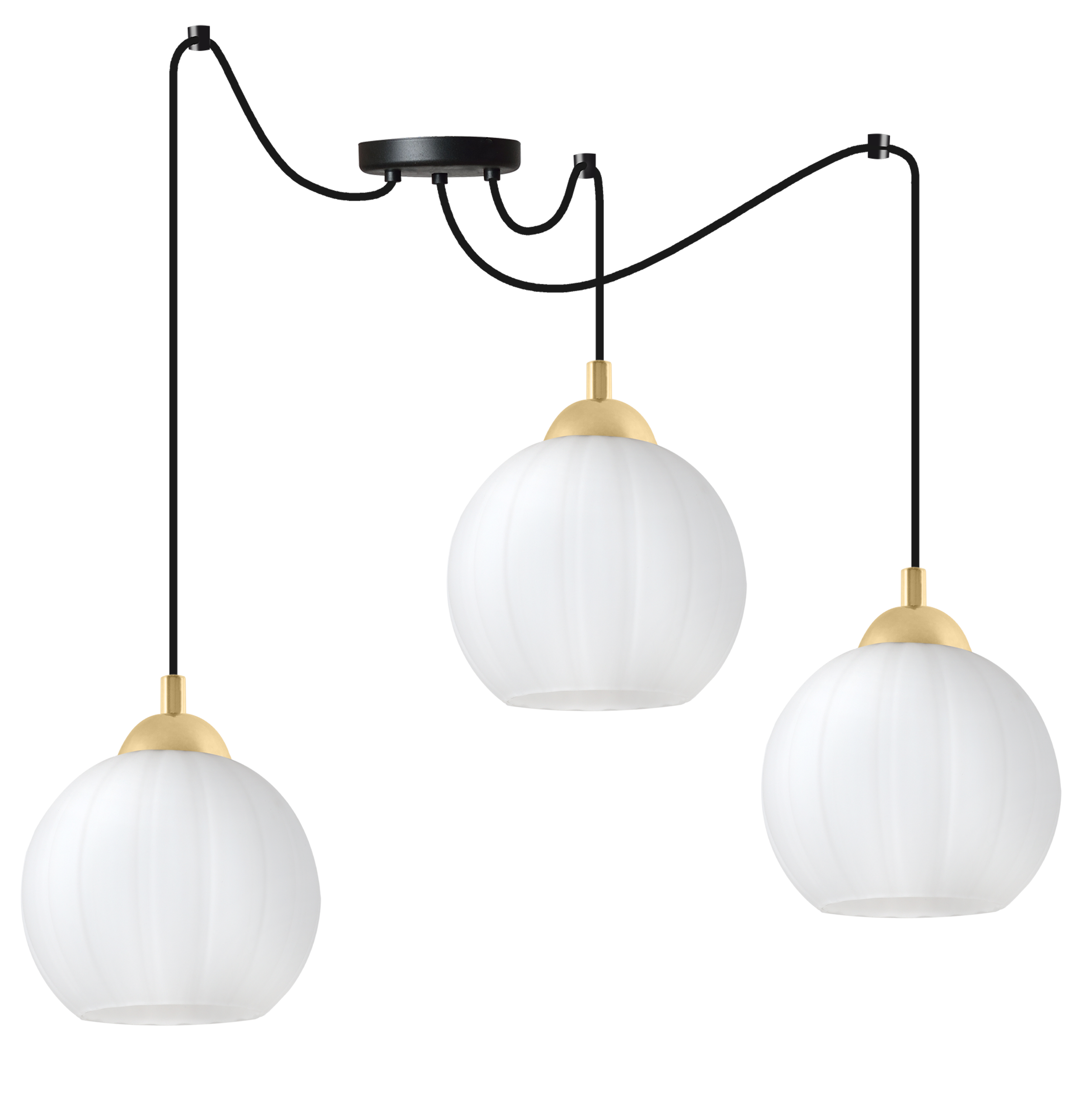 Lampa sufitowa wisząca Costa Pająk loft 3xE27 klosz kula biała/złota ...