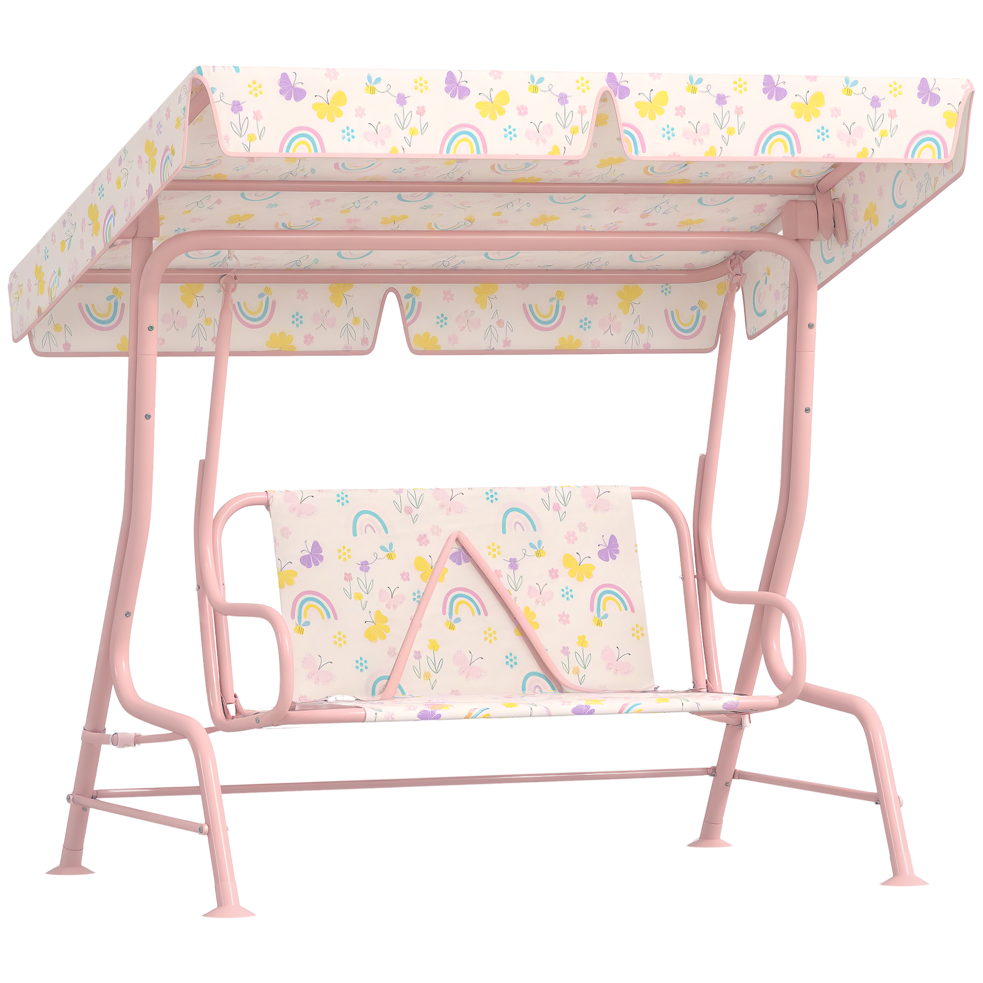 Balançoire de jardin pour enfants, structure en acier, 2 places, charge ...