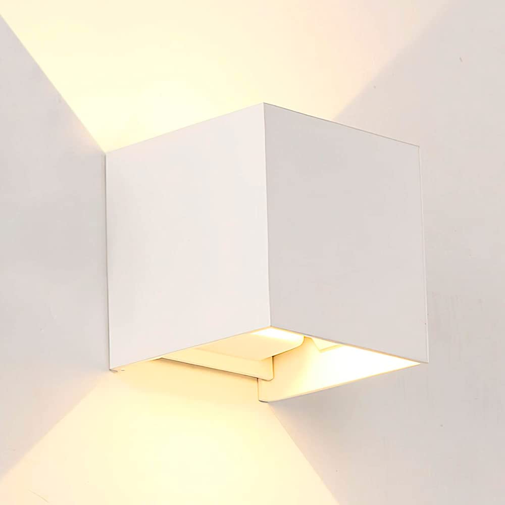 IluminaShop Aplique de Pared LED 6W Aluminio Blanco Doble Cara Cube IP54 Blanco Calido 3000K ...