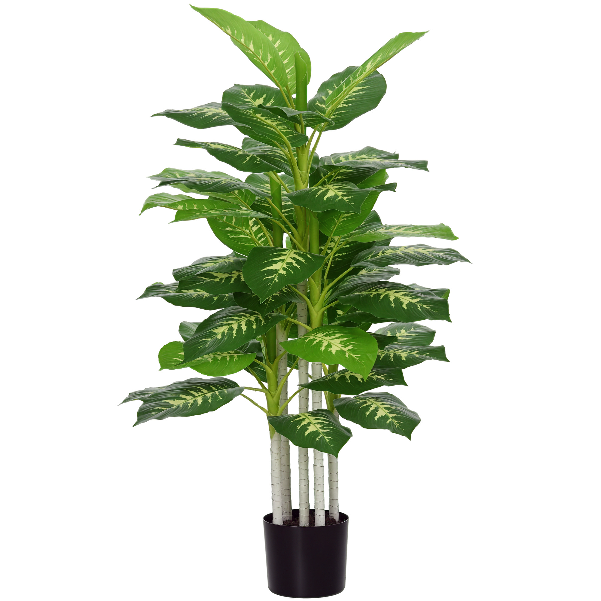 Plante artificielle calathea hauteur 120 cm pot ciment 53 feuilles ...