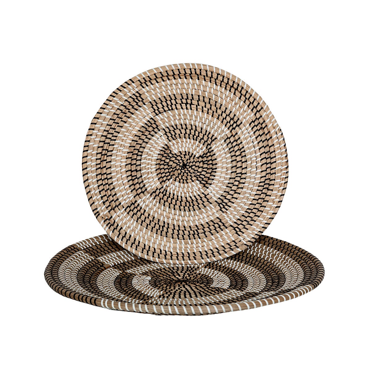 Centro de Mesa Romimex Marrón Beige Fibra natural 50 x 9 x 50 cm Set (2 ...