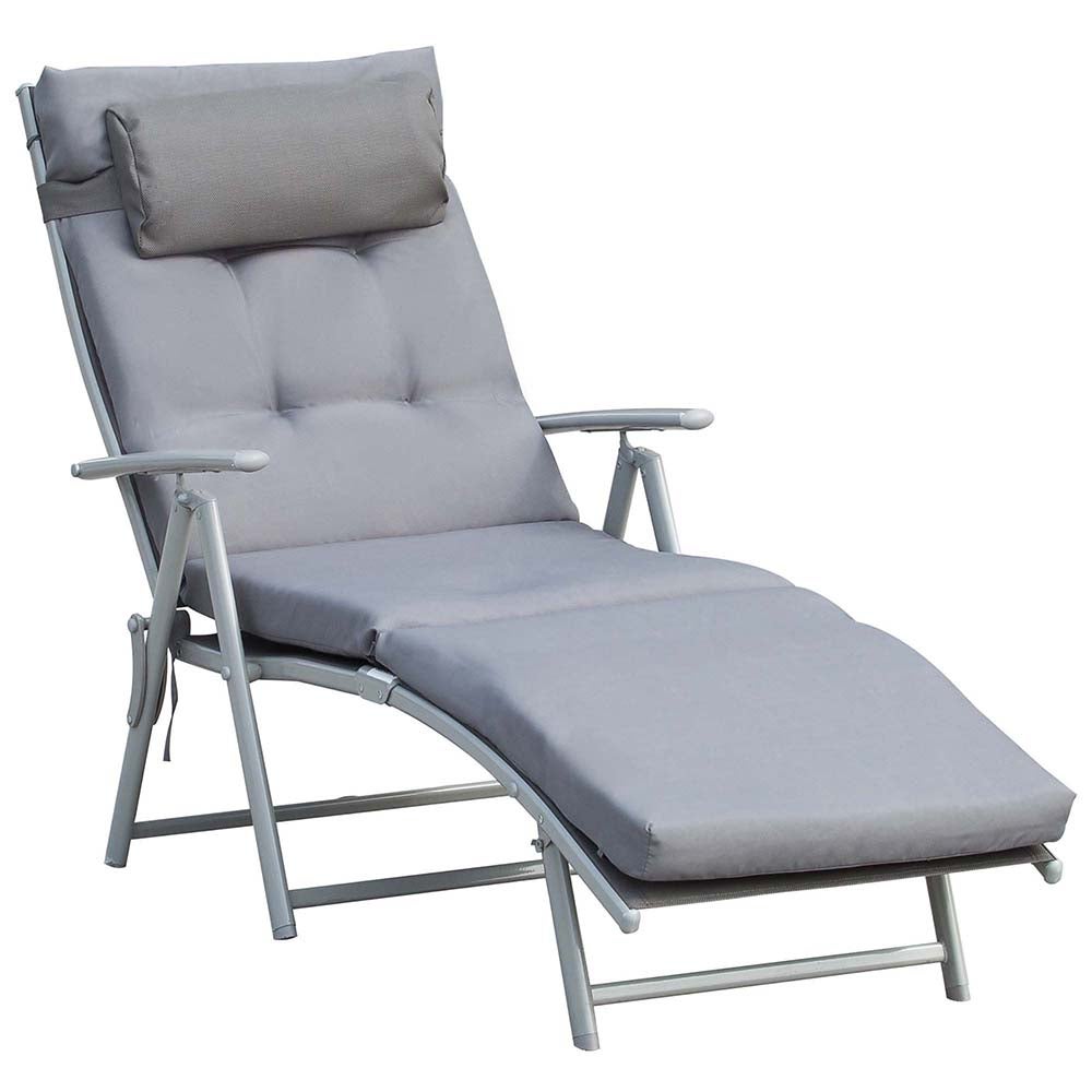 MOORLE Transat pliant, chaise longue de jardin, avec coussin et ...