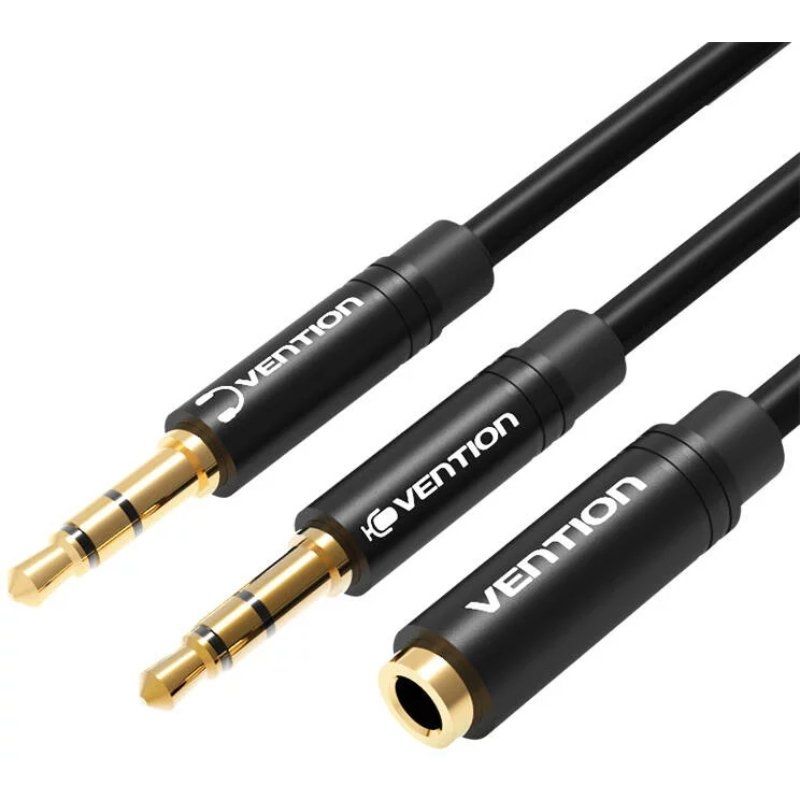 Cable Estéreo Vention BBUBY/ 2x Jack 3.5 Macho - Jack 3.5 Hembra/ 30cm/ Negro | Leroy Merlin