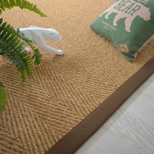 Tapis Coco - Paravan chevron - Ganse coton marron - 250 x 350 cm ...